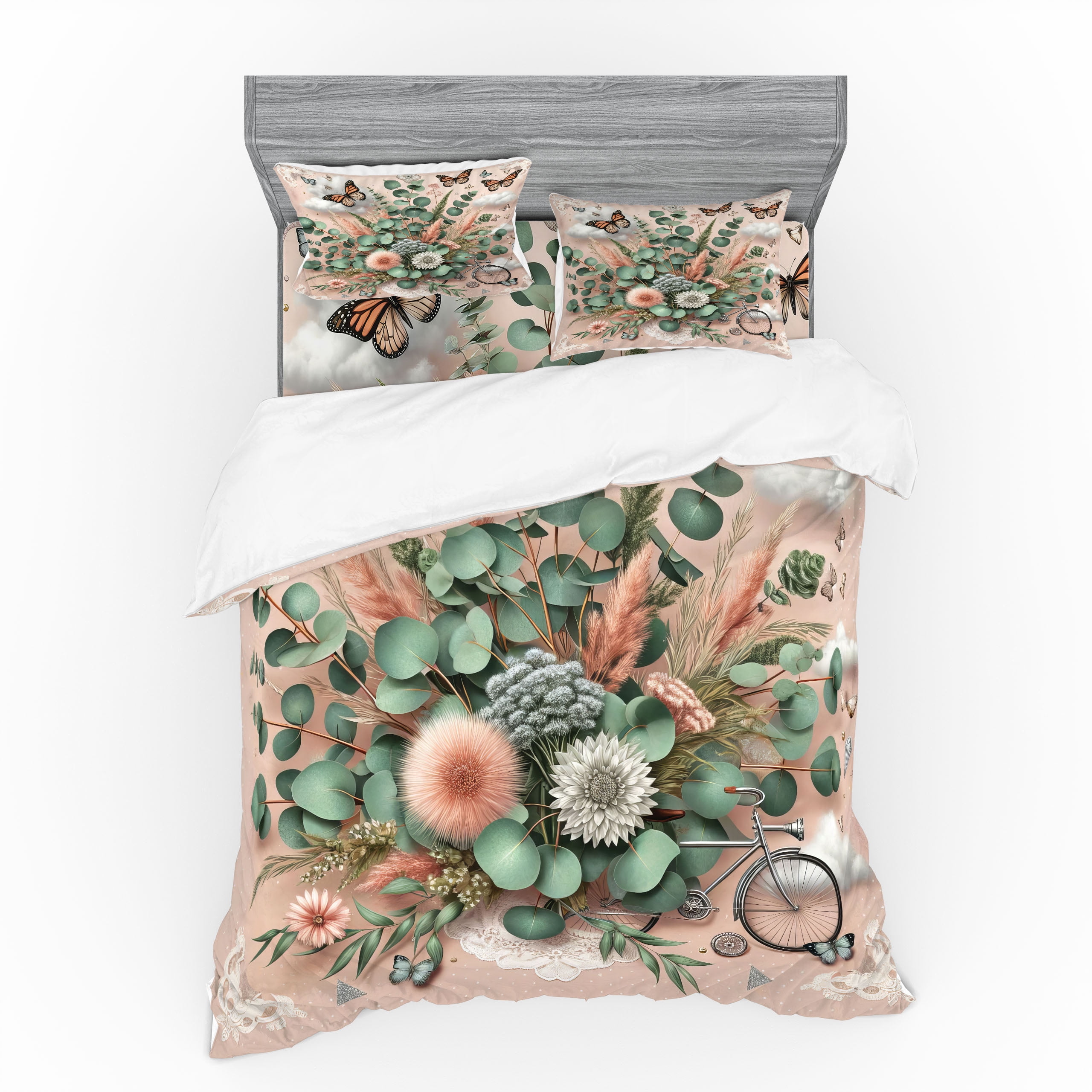 Ambesonne Floral Eucalyptus Bedding Set 4 Pcs, Boho Wild Abloom, King ...