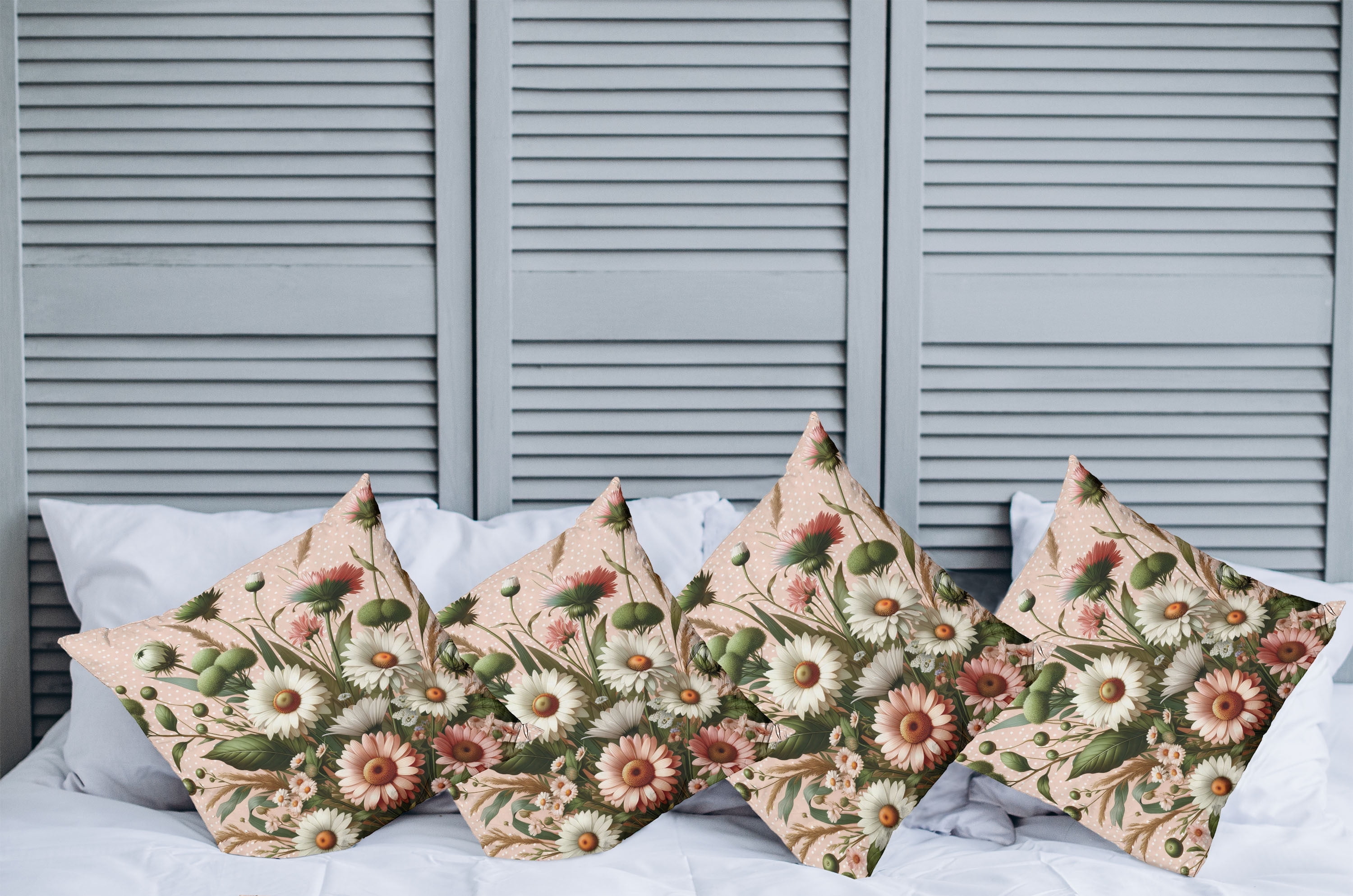 Ambesonne Floral Eucalyptus Throw Pillow Cover Pack of 4, Blushing Blooms, 4 Pcs-18" x 18 ...
