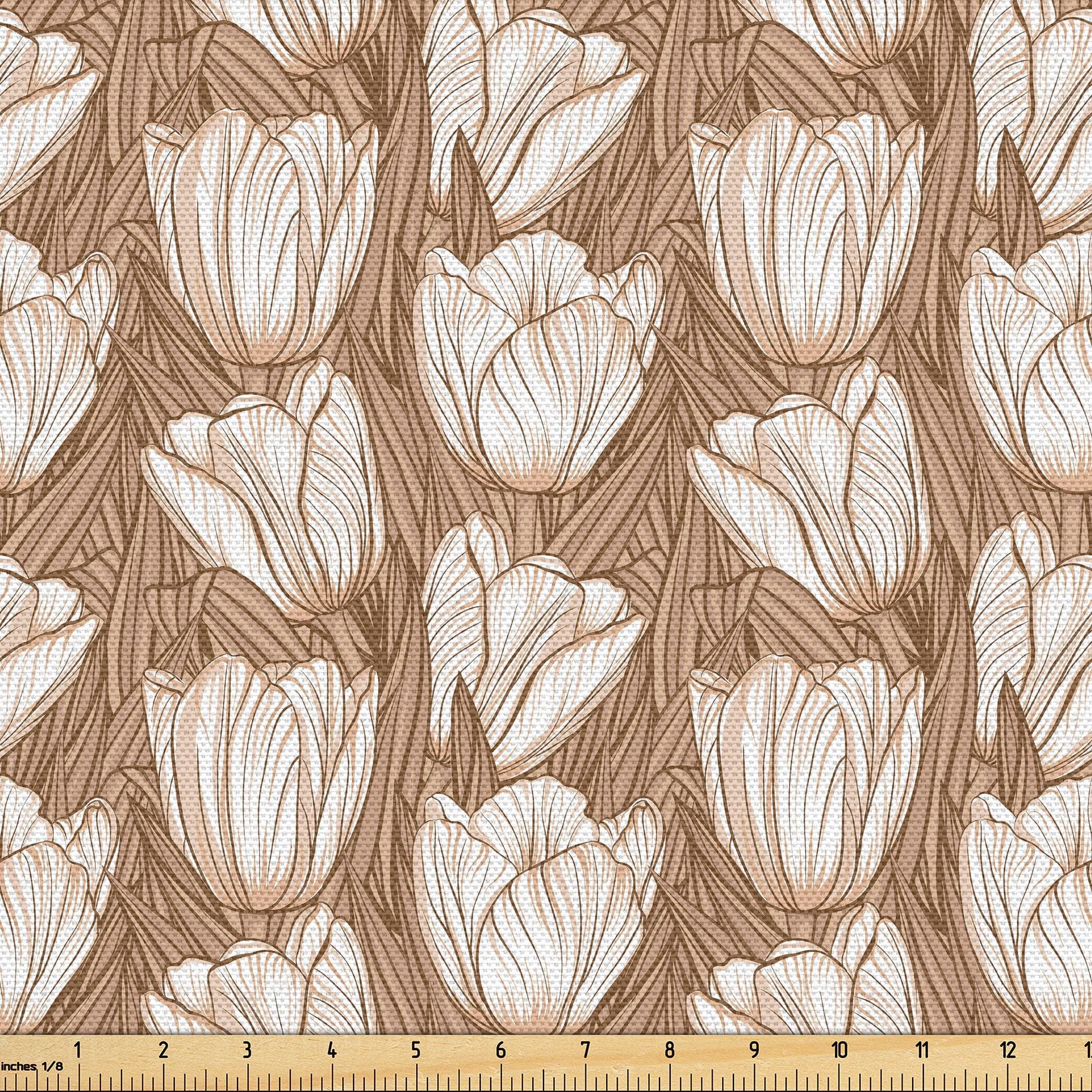 Ambesonne Floral Fabric by the Yard Upholstery, Abstract Tulips Retro ...