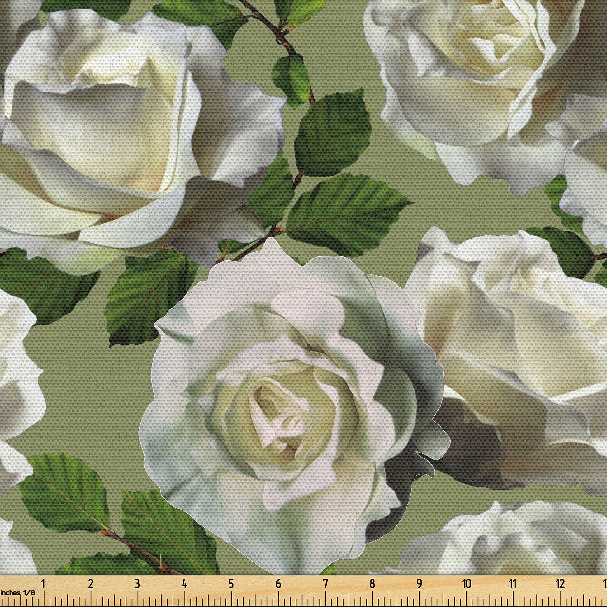 Ambesonne Floral Fabric by the Yard, Art of Innocent White Roses, 10 ...