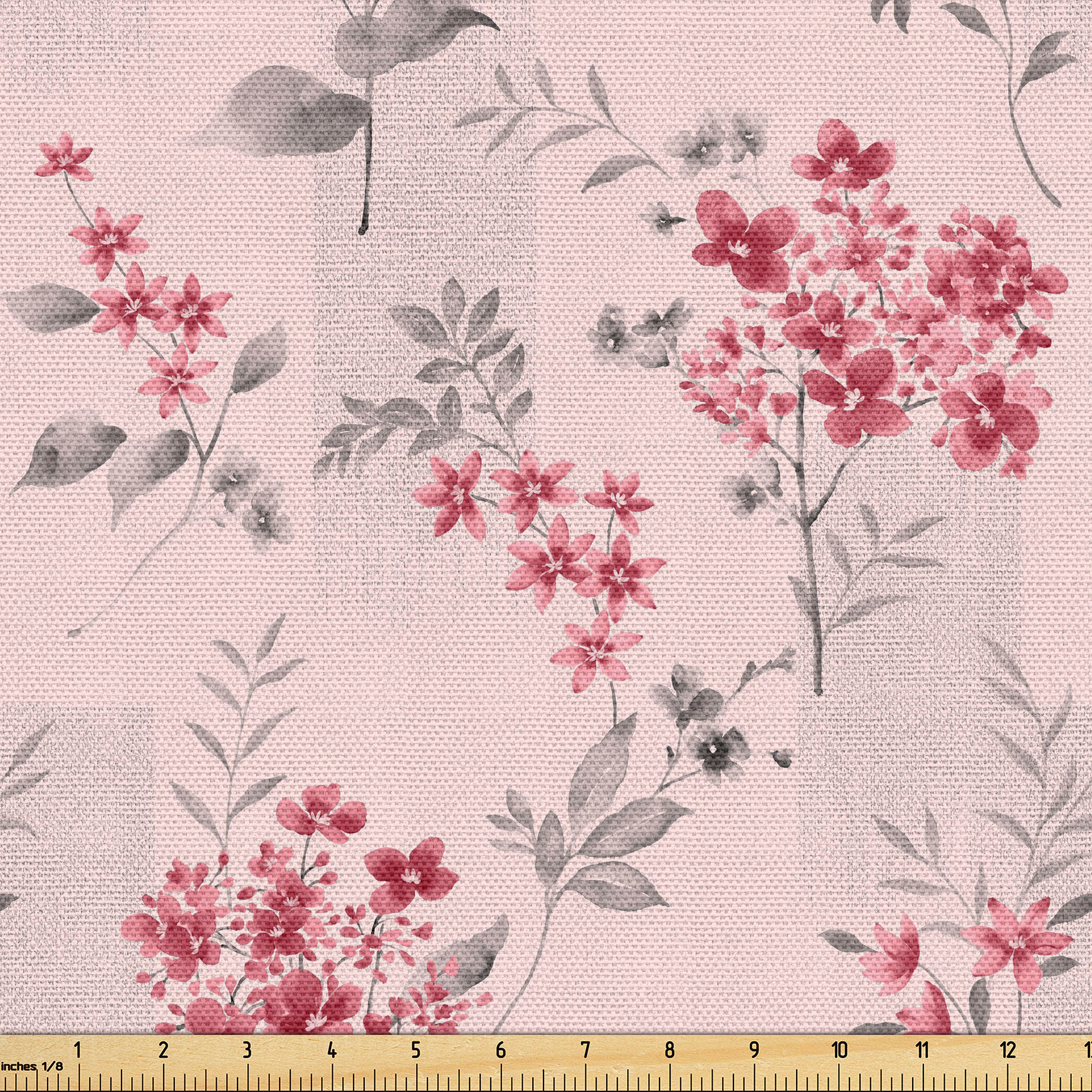 Ambesonne Floral Fabric by the Yard Upholstery, Asian Winter Flower ...