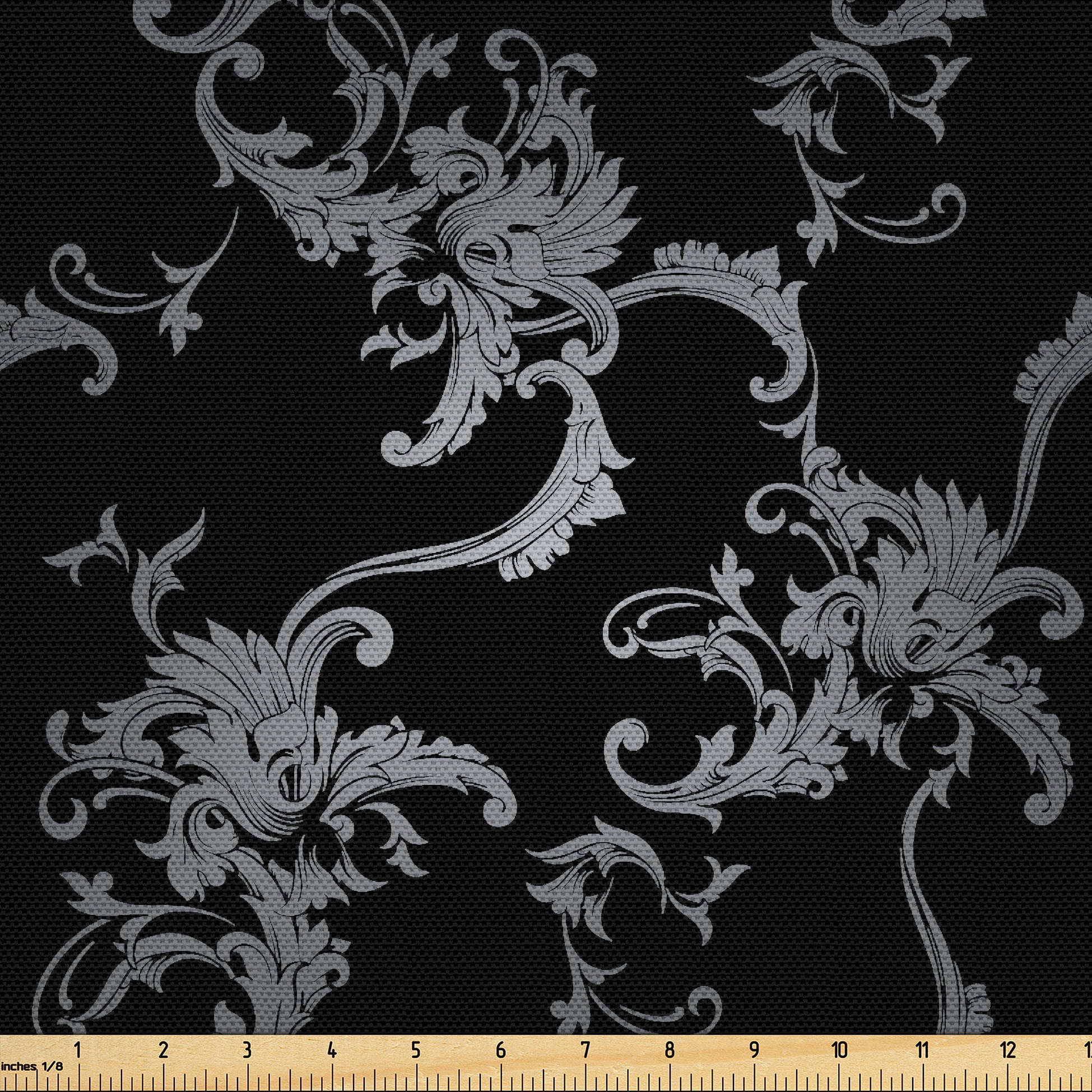 Ambesonne Floral Fabric by the Yard, Baroque Flowers Goth Rococo, 1 ...