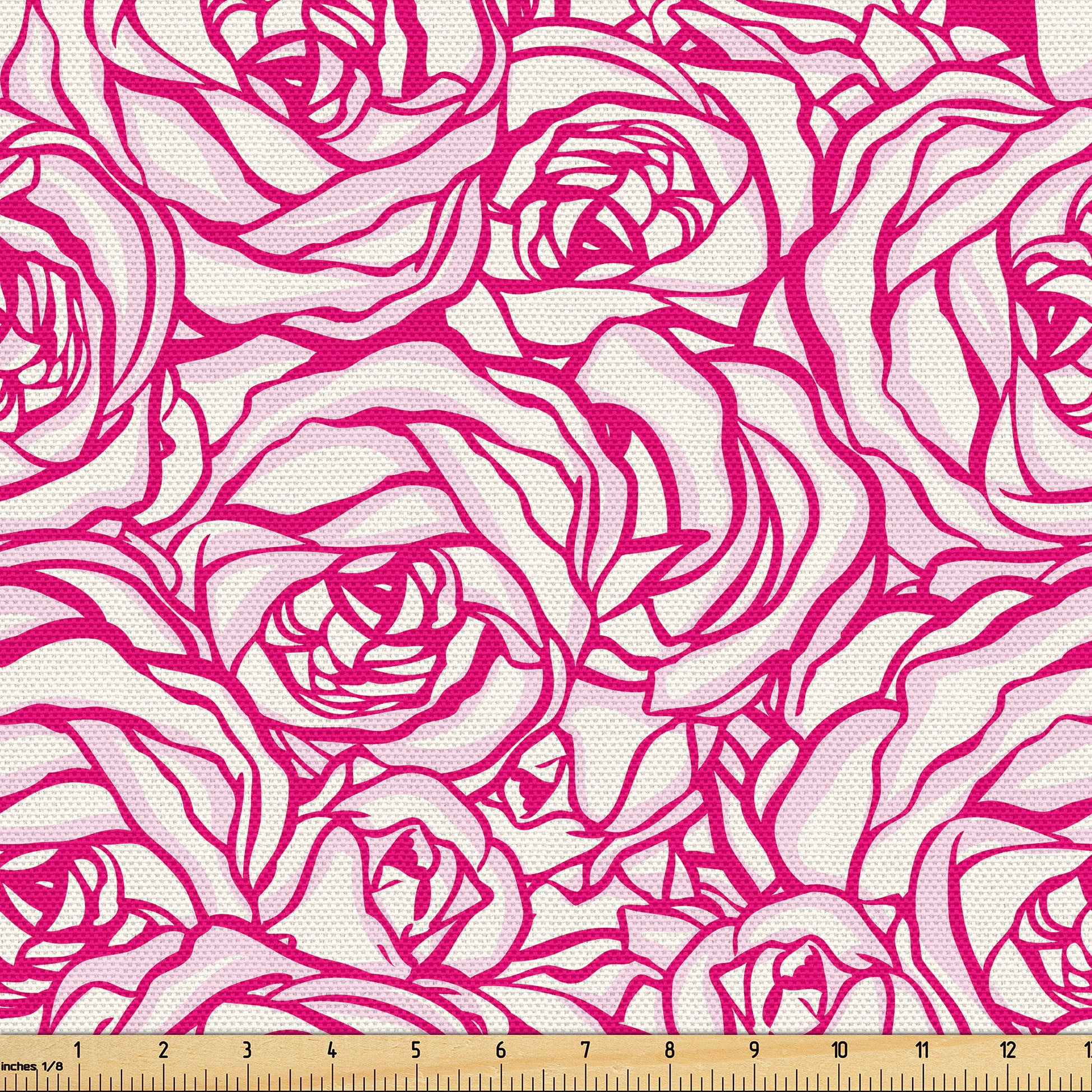 Ambesonne Floral Fabric by the Yard Upholstery, Continuous Roses ...