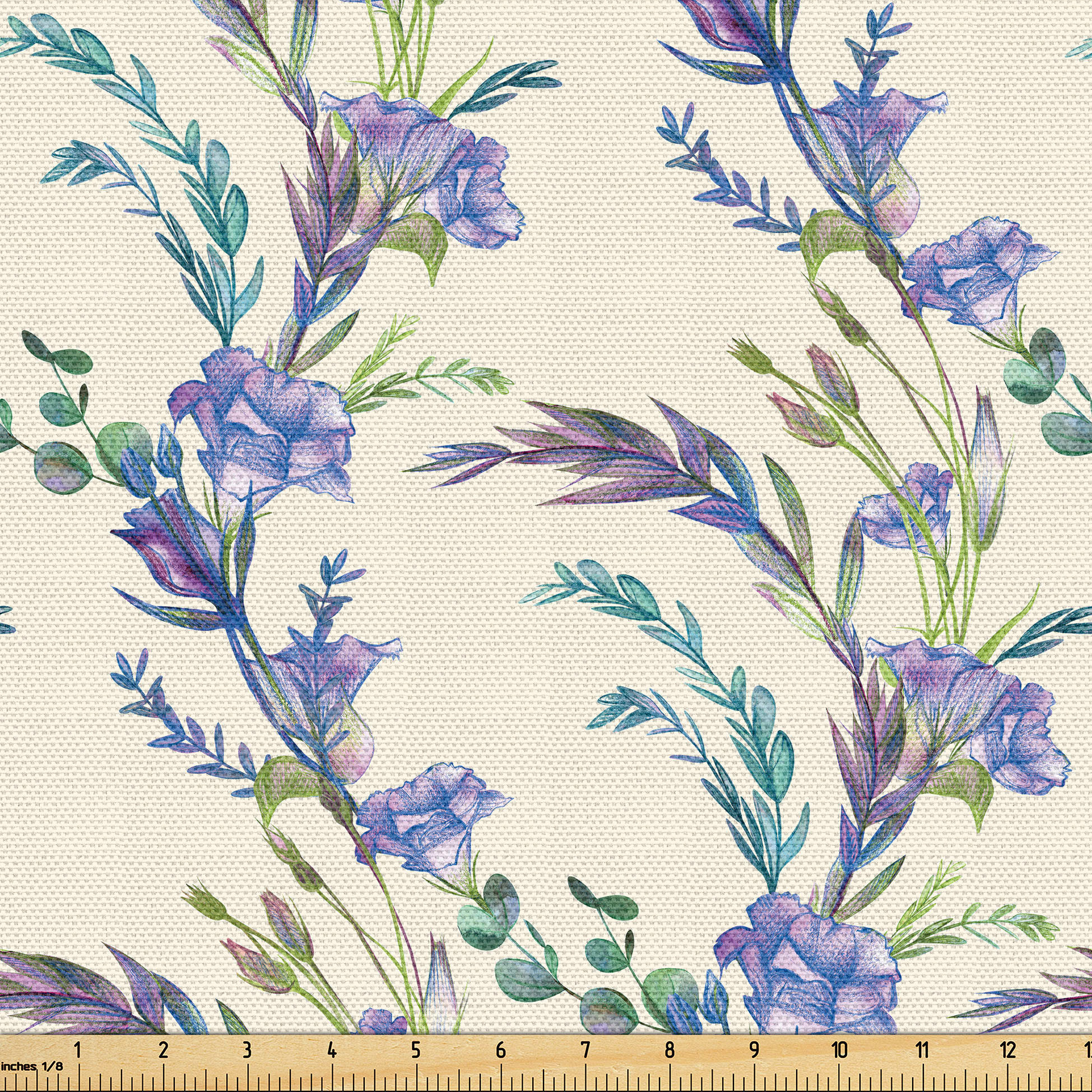 Ambesonne Floral Fabric by the Yard Upholstery, Eustoma Flowers Vintage ...