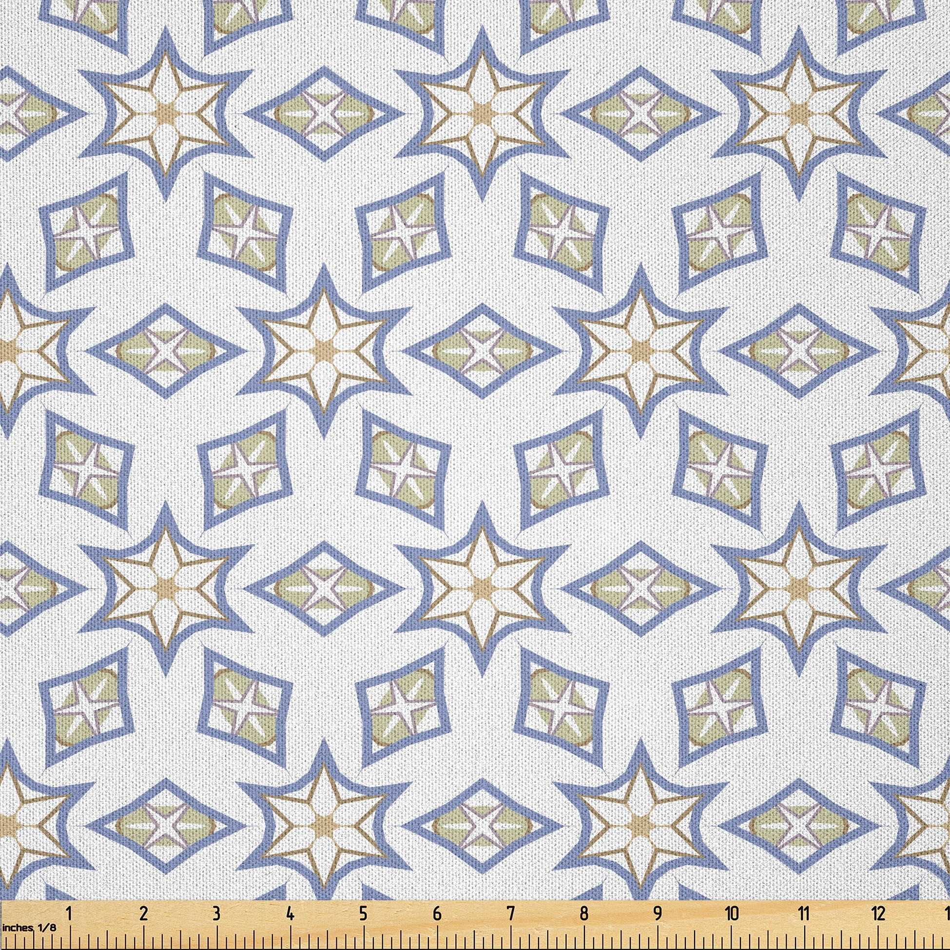 Ambesonne Floral Fabric by the Yard Microfiber, Geometrical Flower ...