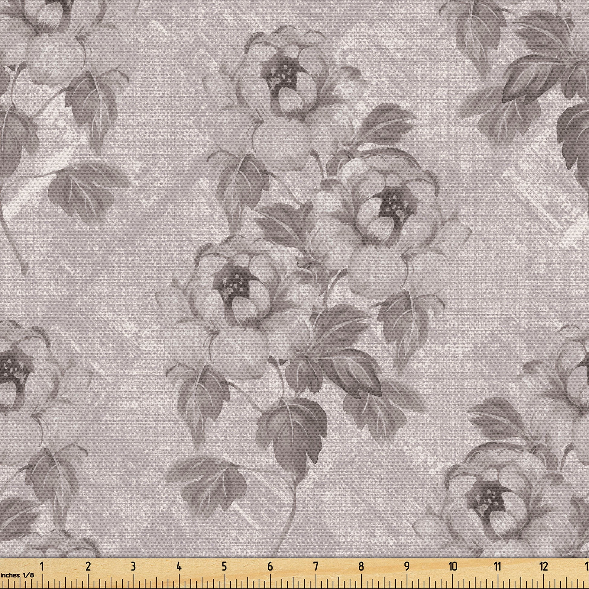 Ambesonne Floral Fabric by the Yard Upholstery, Nostalgic Sketch of ...