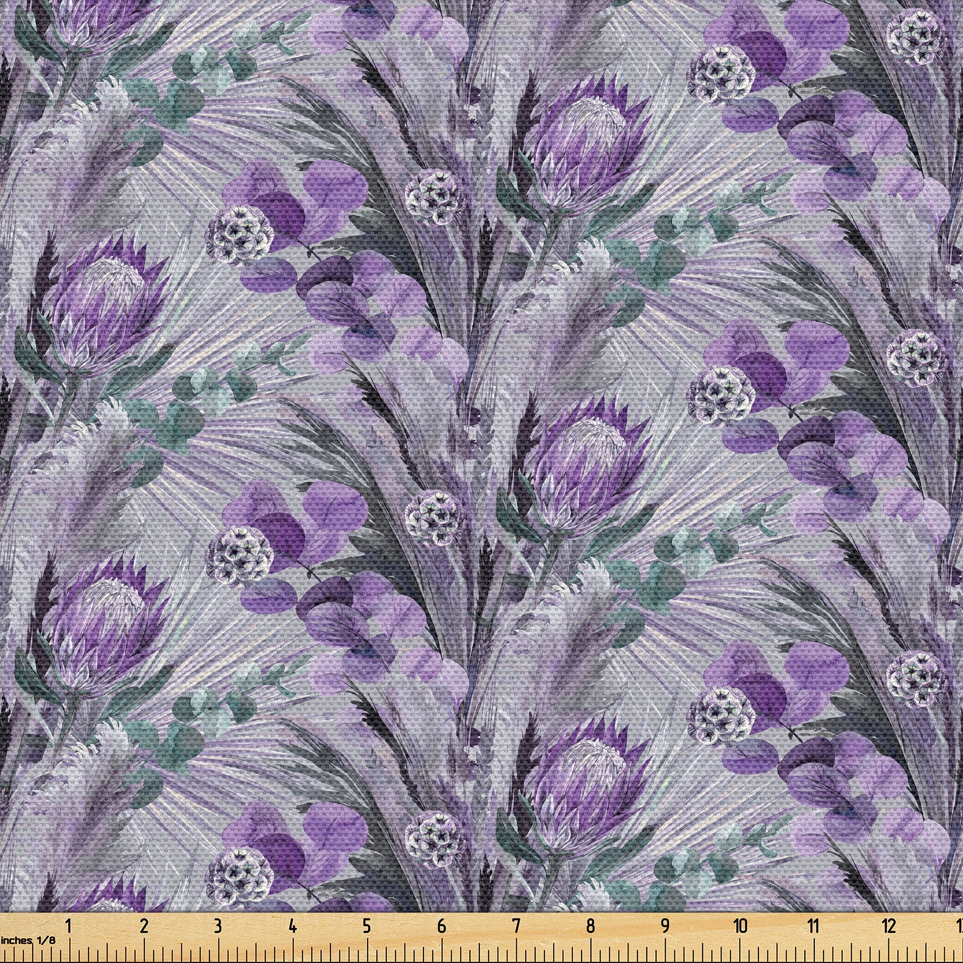 Ambesonne Floral Fabric by the Yard Upholstery, Retro Meadow Bloom Leaves, 10 Yards, Violet ...
