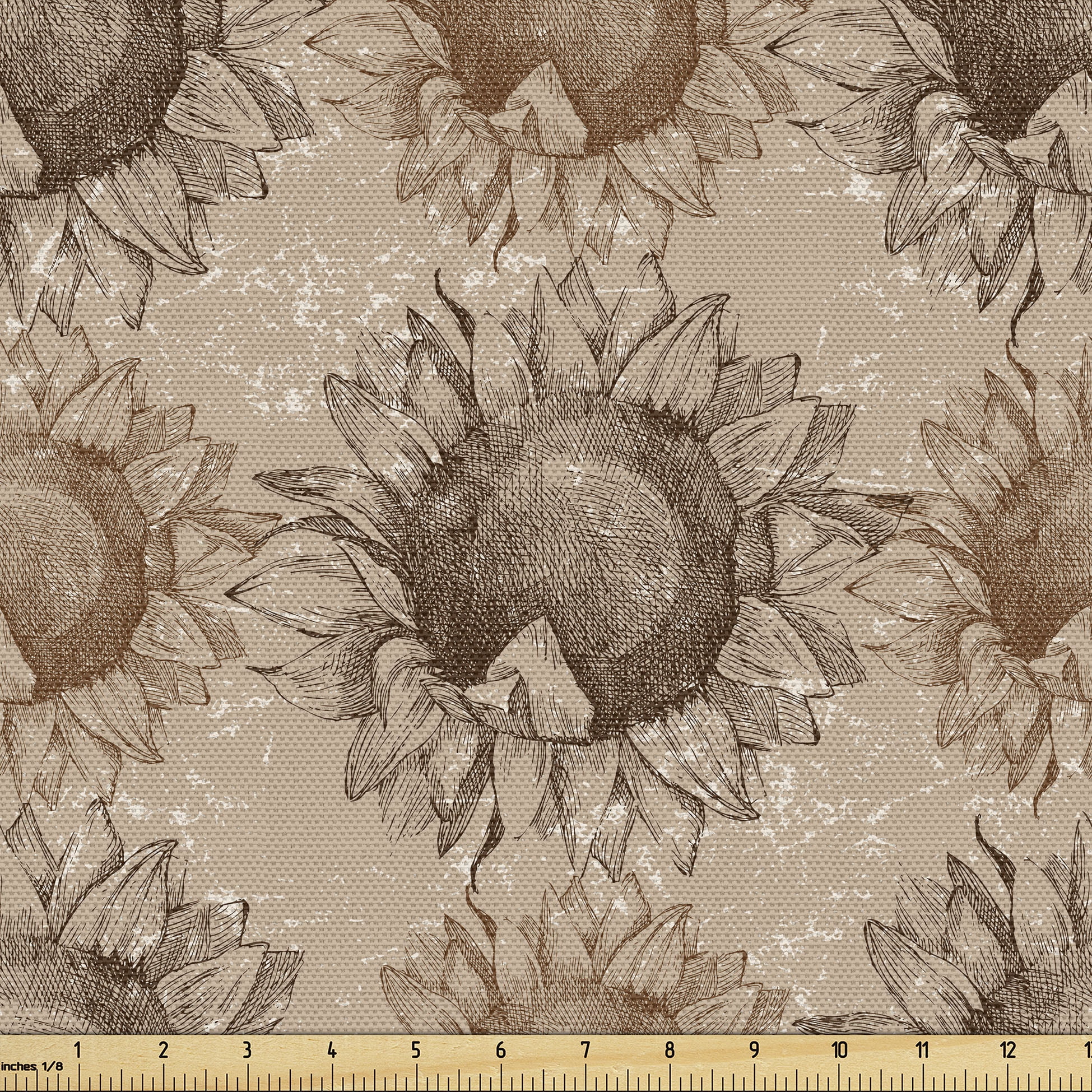 Ambesonne Floral Fabric by the Yard, Sunflowers Retro Ornament, 5 Yards ...