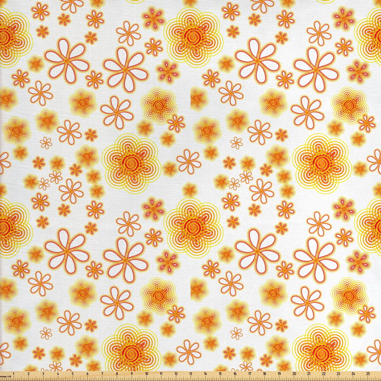 Ambesonne Floral Fabric by the Yard Upholstery, Abstract Summer Pattern ...