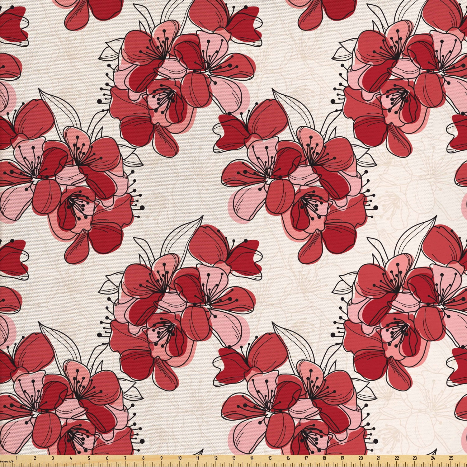 Ambesonne Floral Fabric by the Yard Upholstery, Birth of the Nature ...