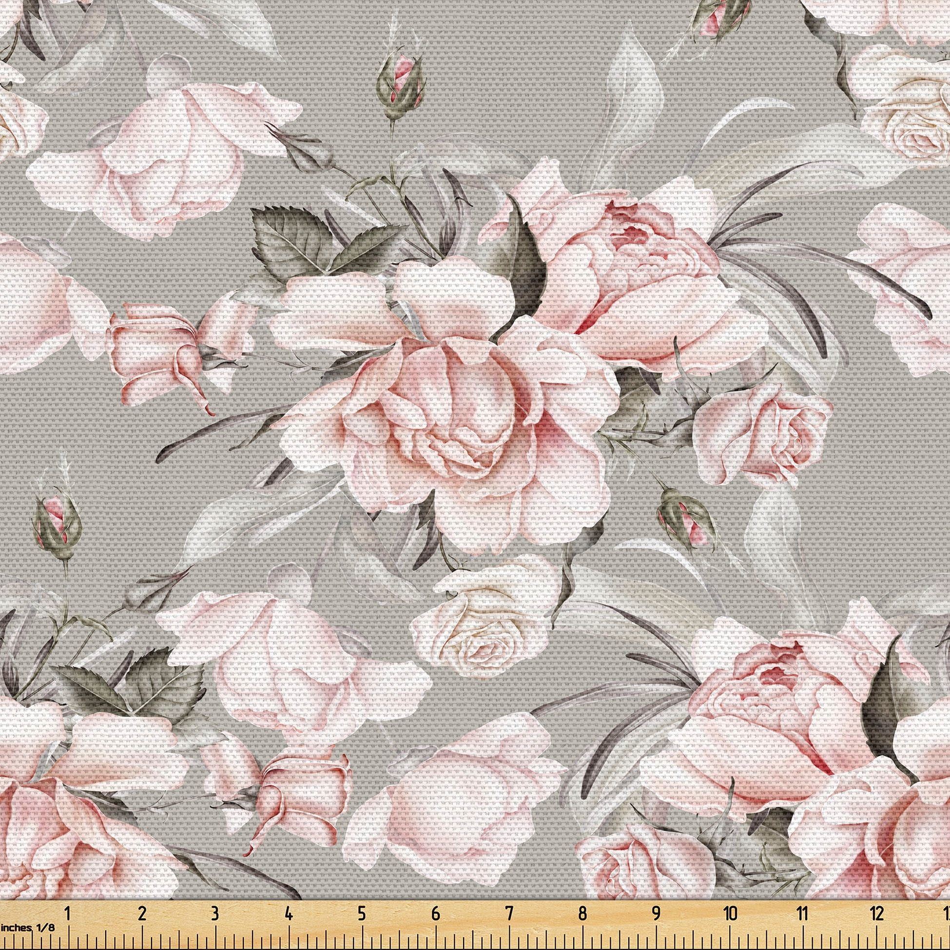 Ambesonne Floral Fabric by the Yard Upholstery, Blossoming Art Roses ...