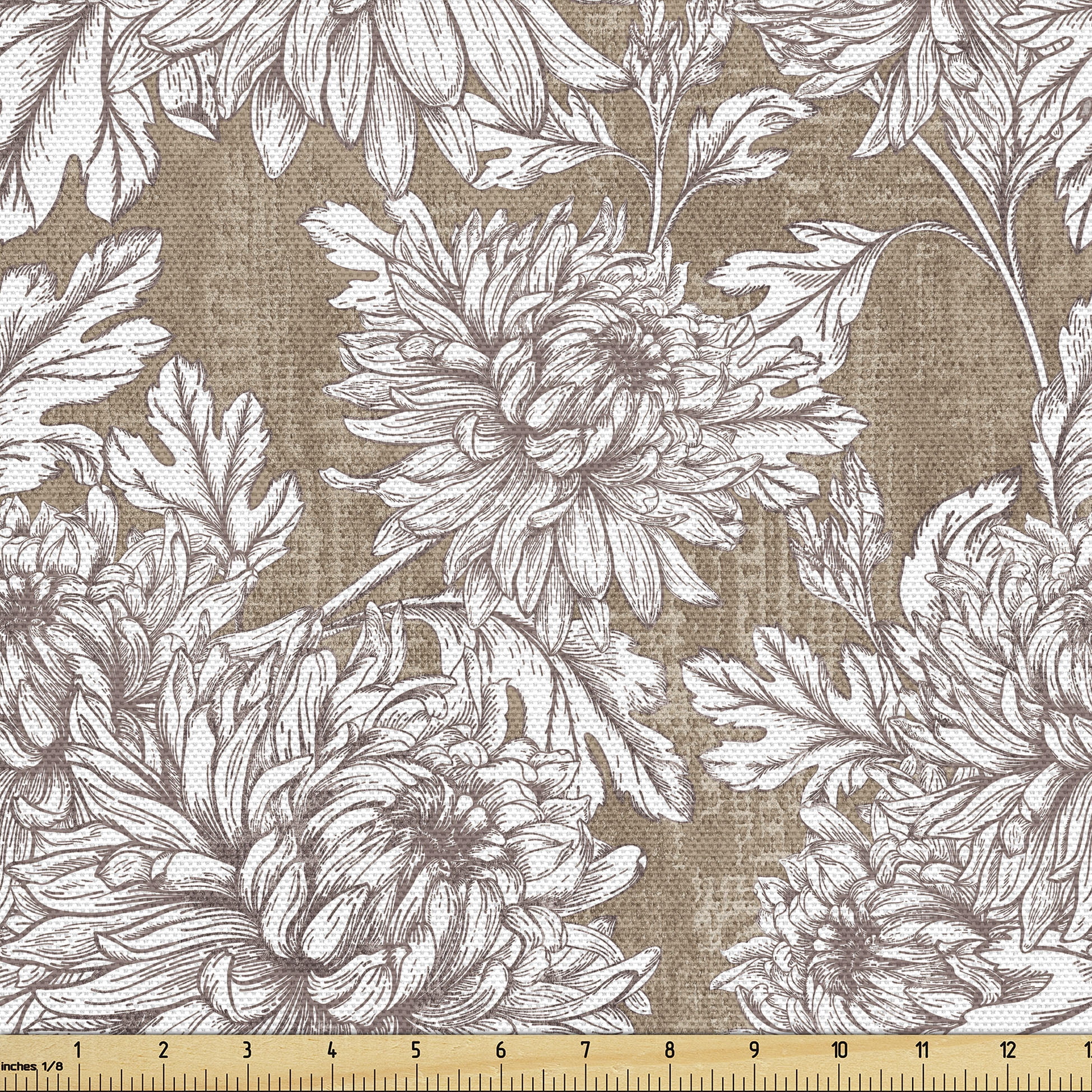 Ambesonne Floral Fabric by the Yard Upholstery, Chrysanthemum Flowers ...