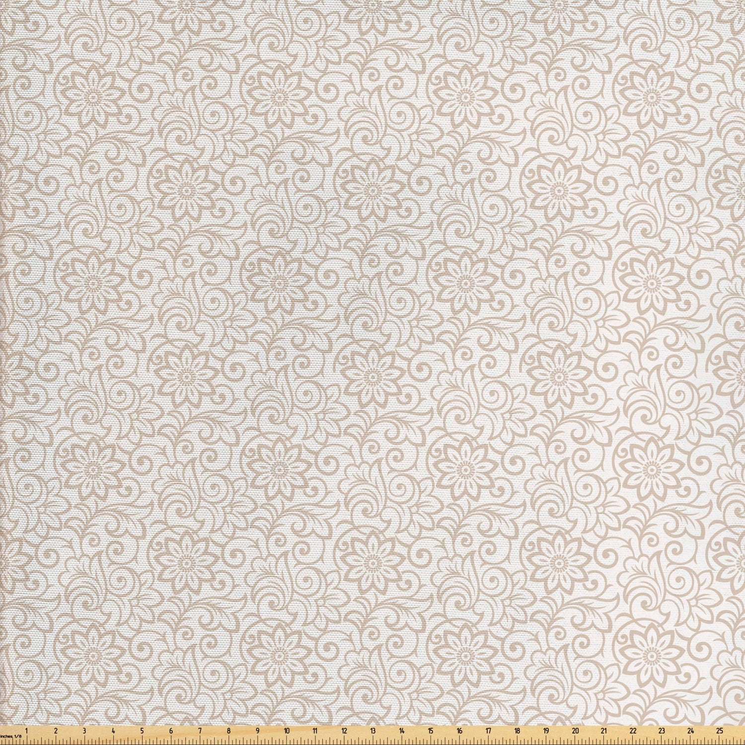 Ambesonne Floral Fabric by the Yard Upholstery, Flourish Nature Swirls ...