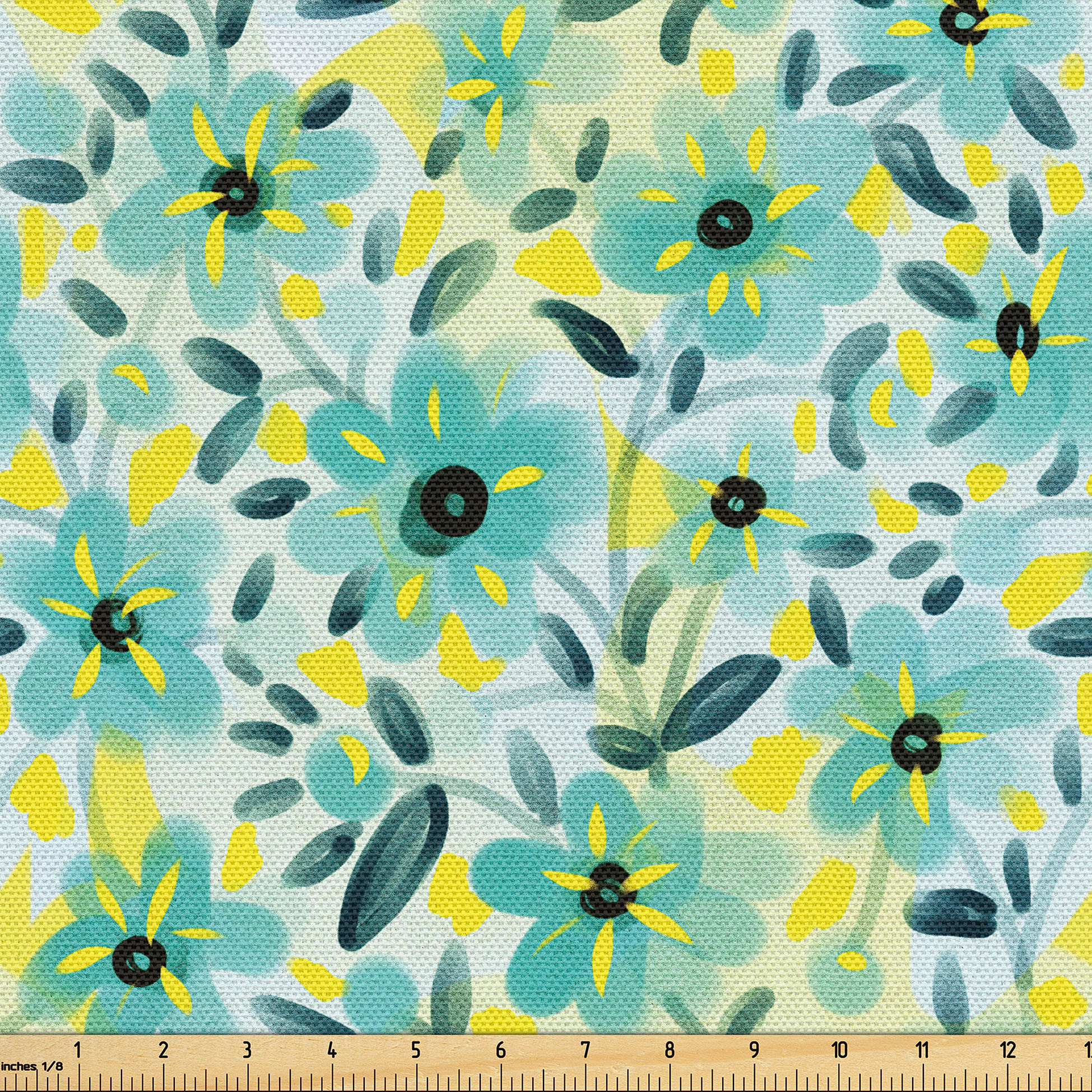 Ambesonne Floral Fabric by the Yard Upholstery, Flowers Digital ...