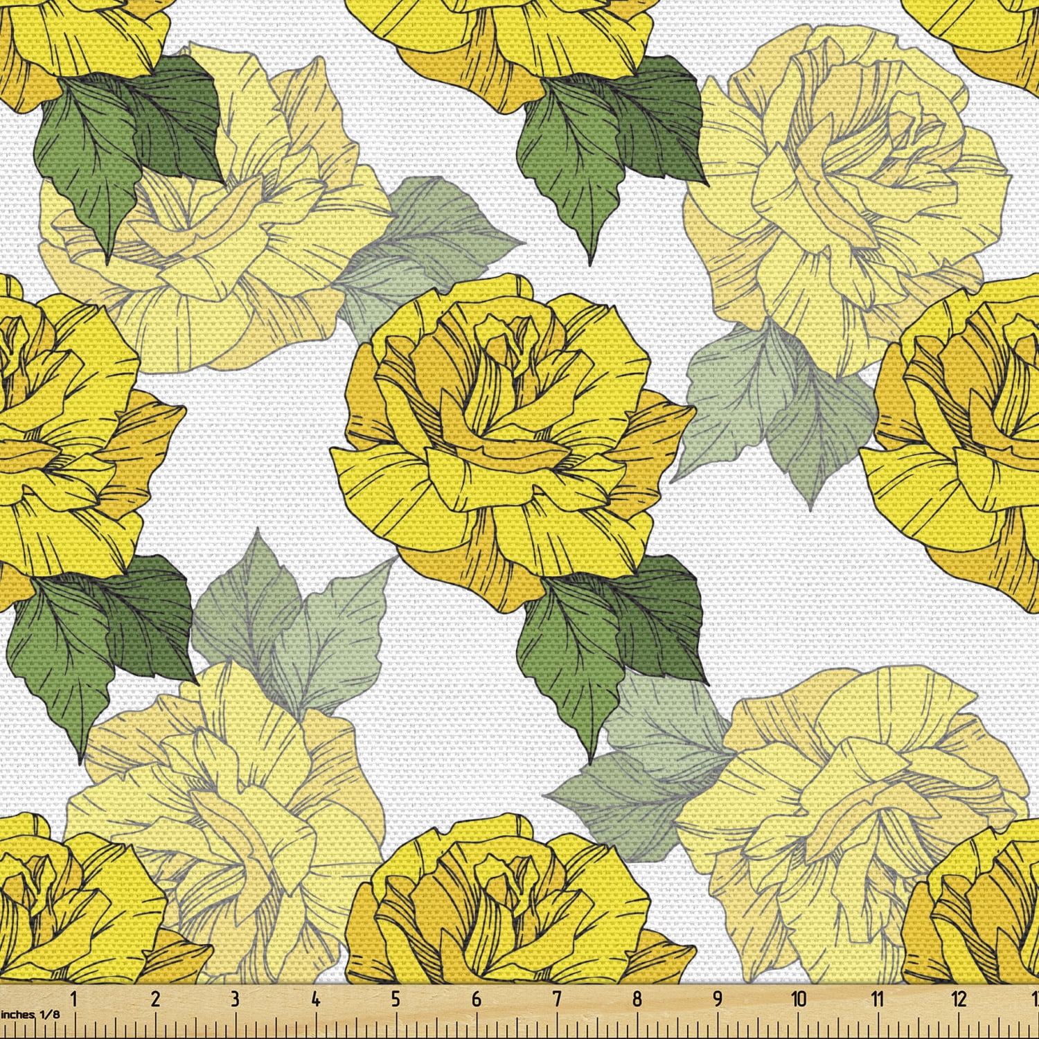 Ambesonne Floral Fabric by the Yard Upholstery, Graphical Spring ...