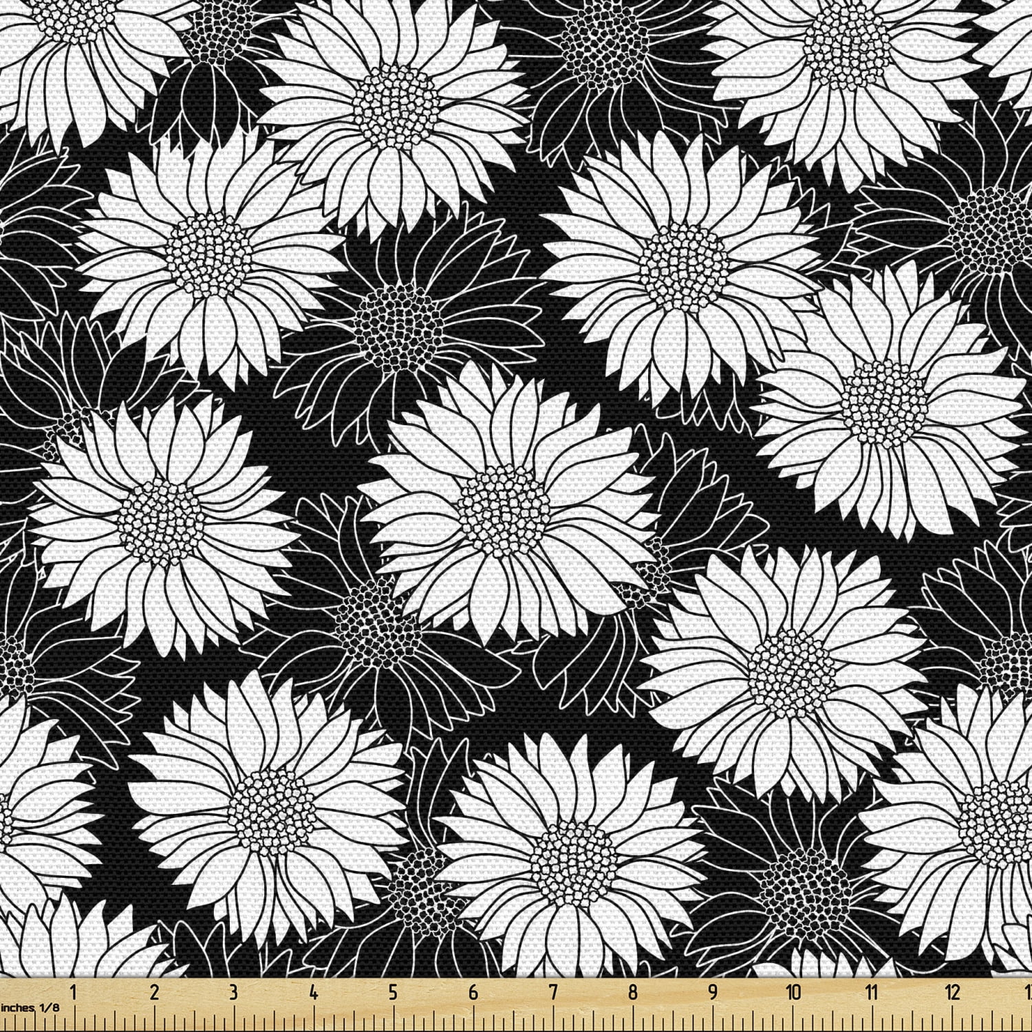 Ambesonne Floral Fabric by the Yard Upholstery, Hand Drawn Sunflower ...