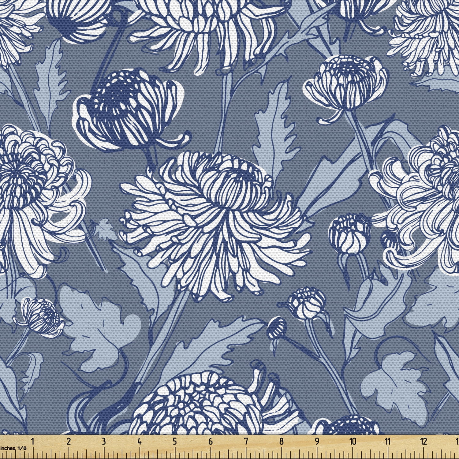 Ambesonne Floral Fabric by the Yard Upholstery, Sketch of ...