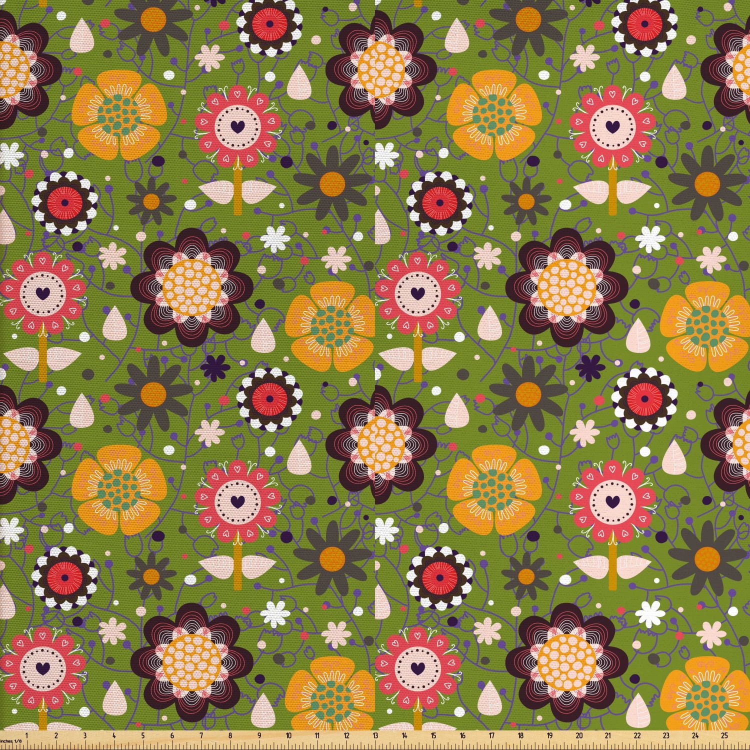 Ambesonne Floral Fabric by the Yard Upholstery, Spring Nature Flowers ...