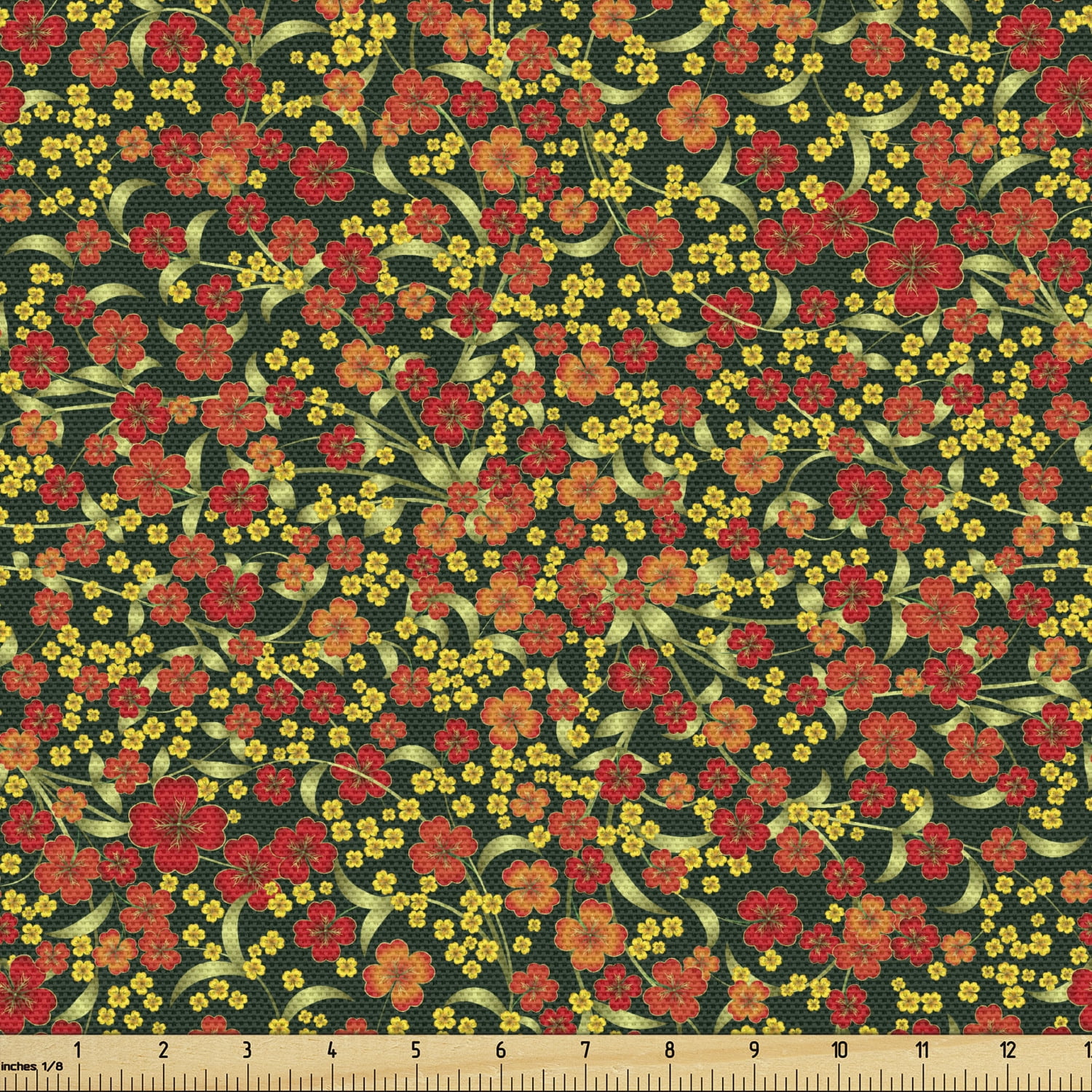 Ambesonne Floral Fabric by the Yard Upholstery, Spring Season ...