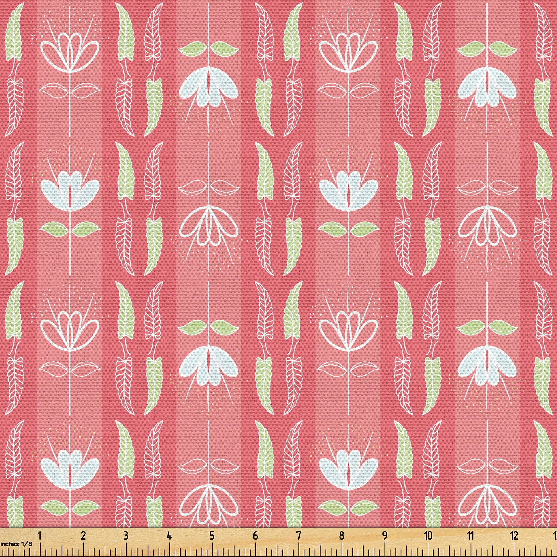 Ambesonne Floral Fabric by the Yard Upholstery, Summer Floral Sketch ...