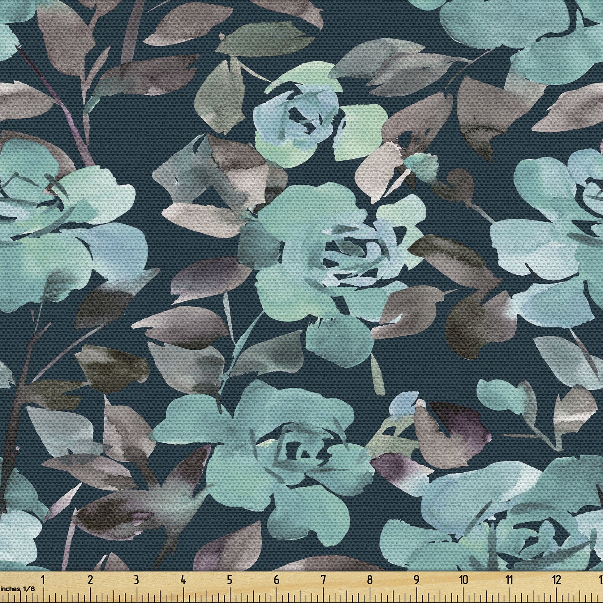 Ambesonne Floral Fabric by the Yard Upholstery, Watercolor Rose Leafy ...