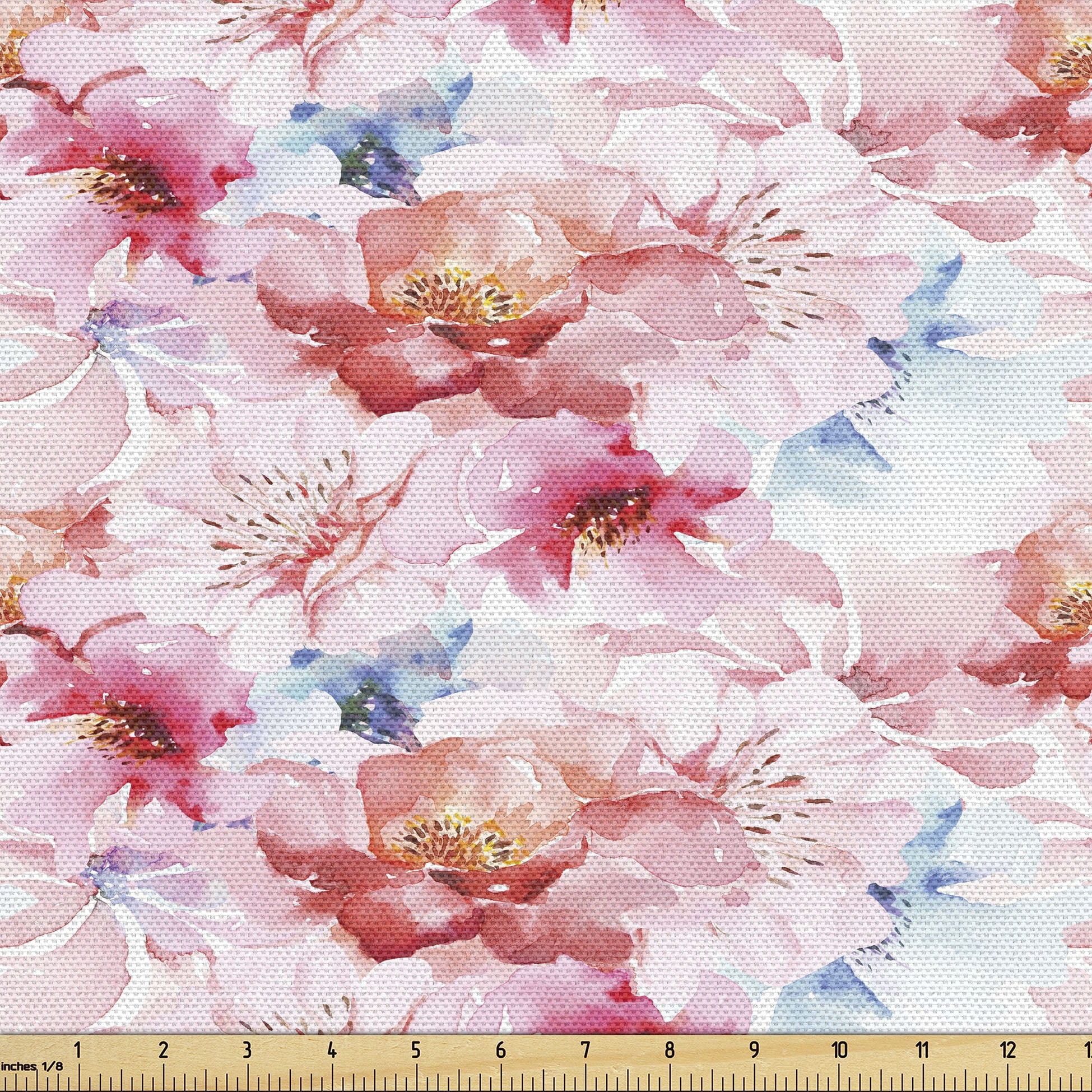 Ambesonne Floral Fabric by the Yard Upholstery, Vintage Romance Art ...