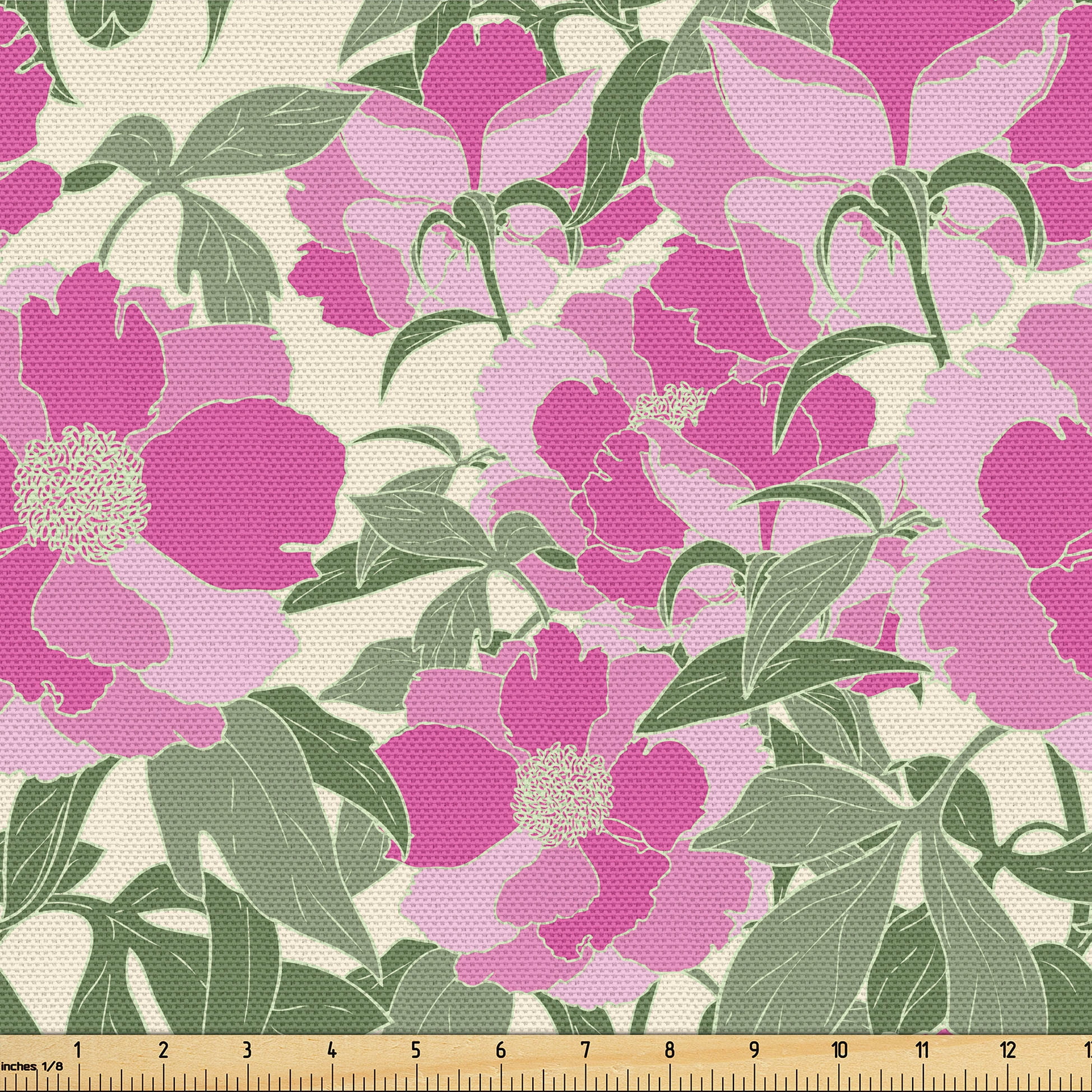 Ambesonne Floral Fabric by the Yard Upholstery, Vintage Roses Nature ...