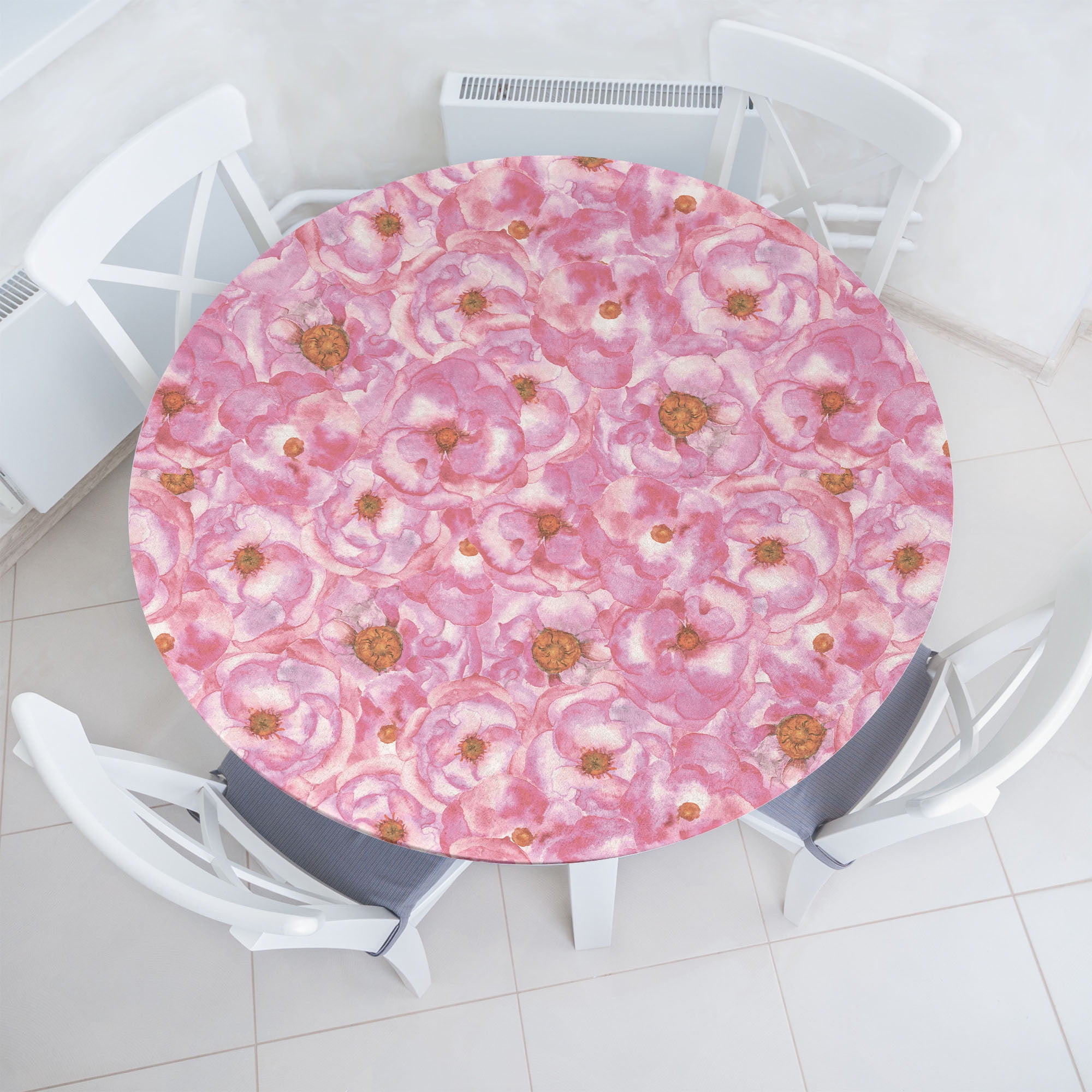 Ambesonne Floral Fitted Round Tablecloth, Roses Nature Vintage Plot, 36 ...
