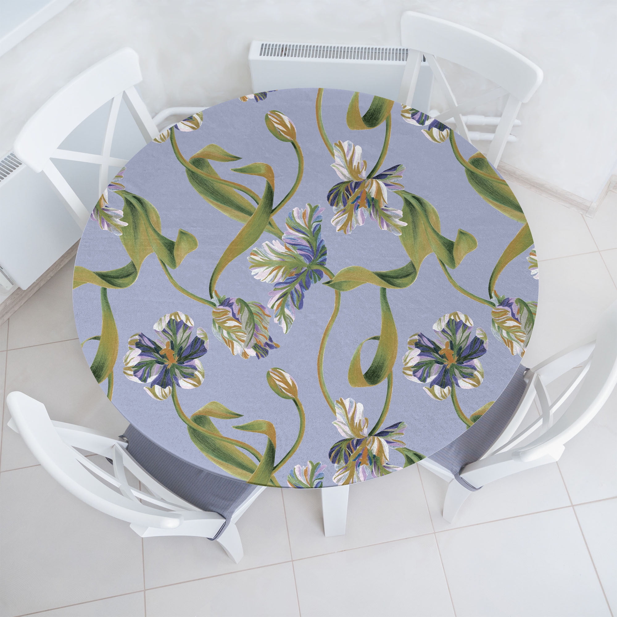 Ambesonne Floral Fitted Round Tablecloth, Tulips Flowers Watercolor, 56 ...