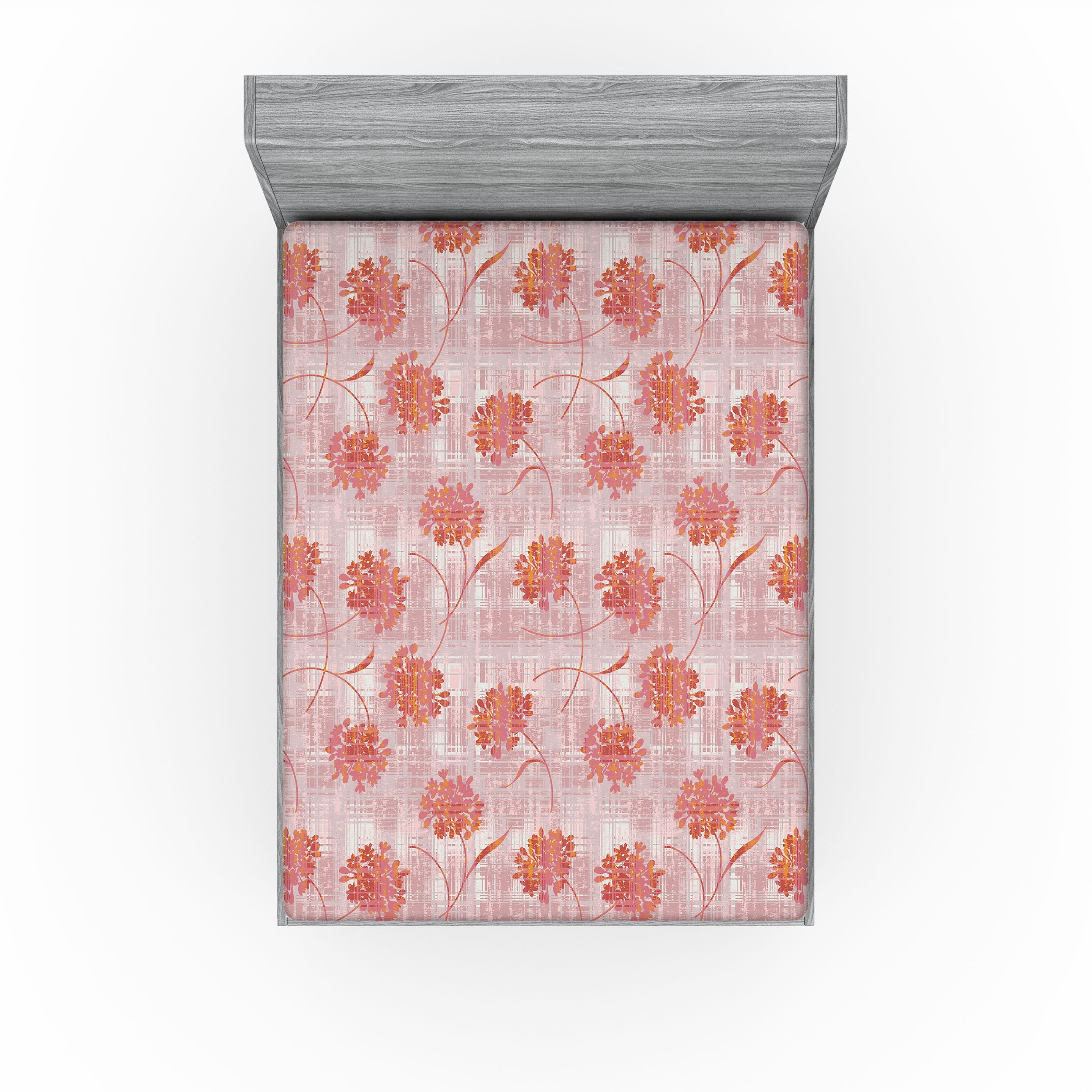 Ambesonne Floral Fitted Sheet, Circular Flower Silhouette, King Size ...