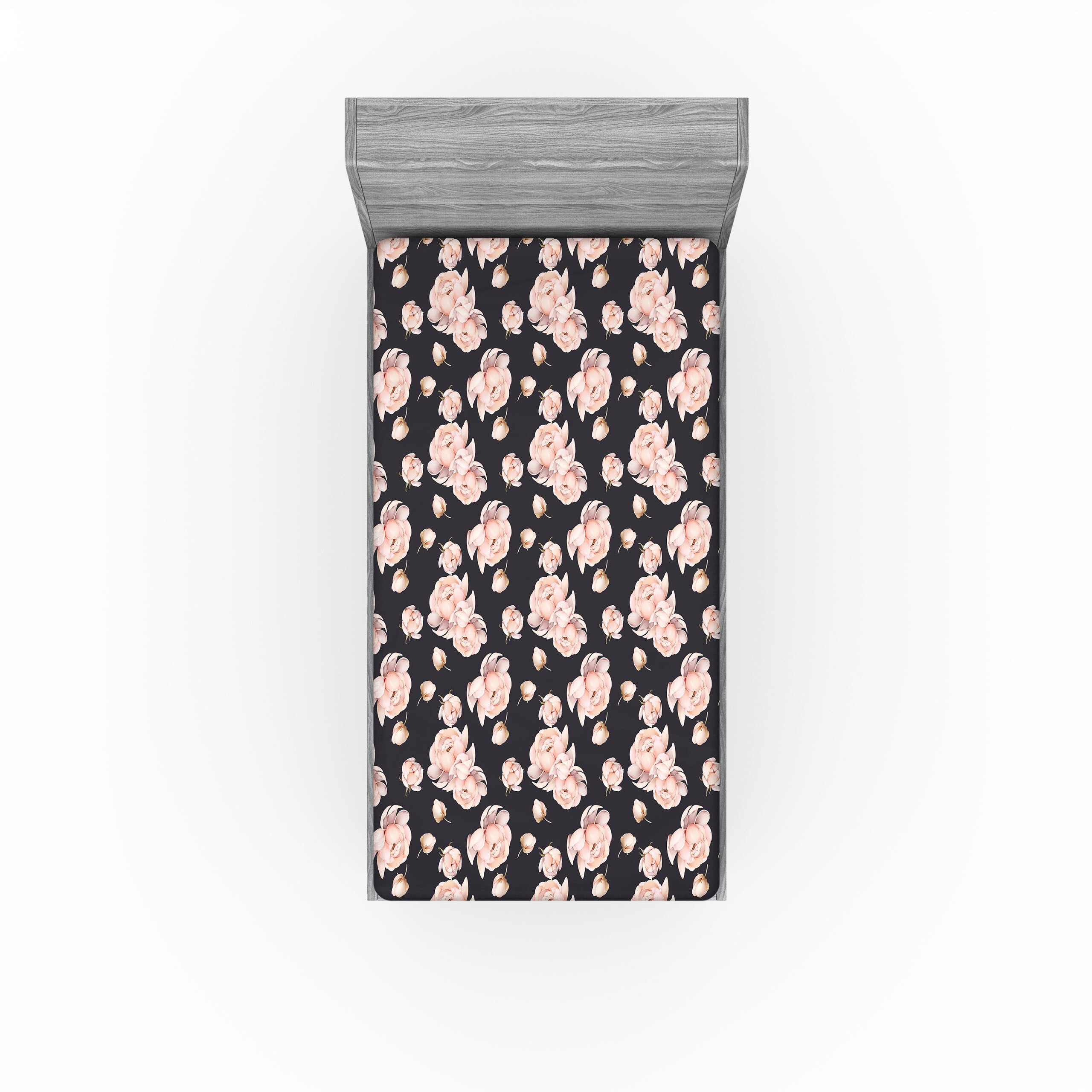Ambesonne Floral Fitted Sheet, Flower Buds Roses Art Spring, Twin Size ...