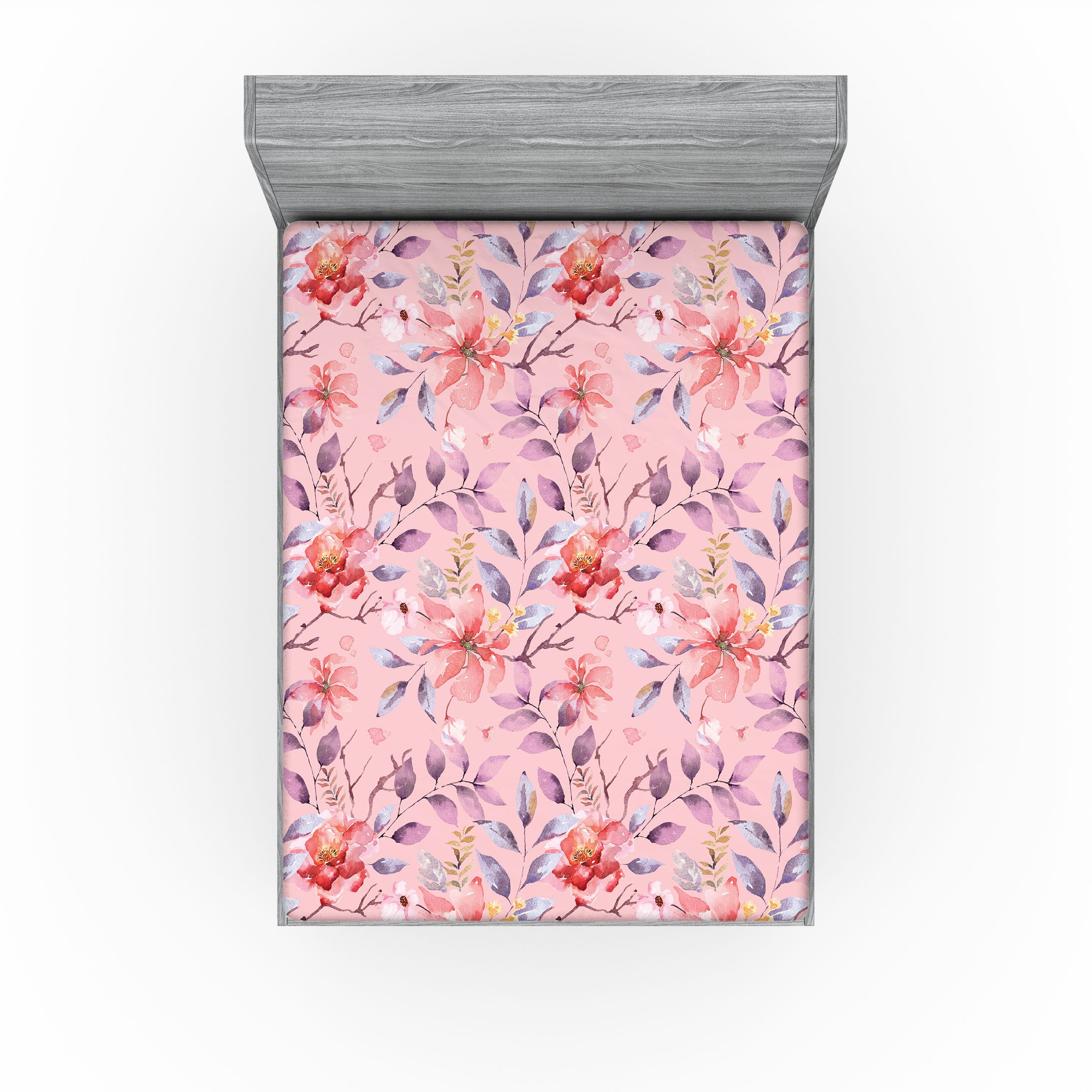 Ambesonne Floral Fitted Sheet, Garden Flower Pattern Nature, Queen Size ...
