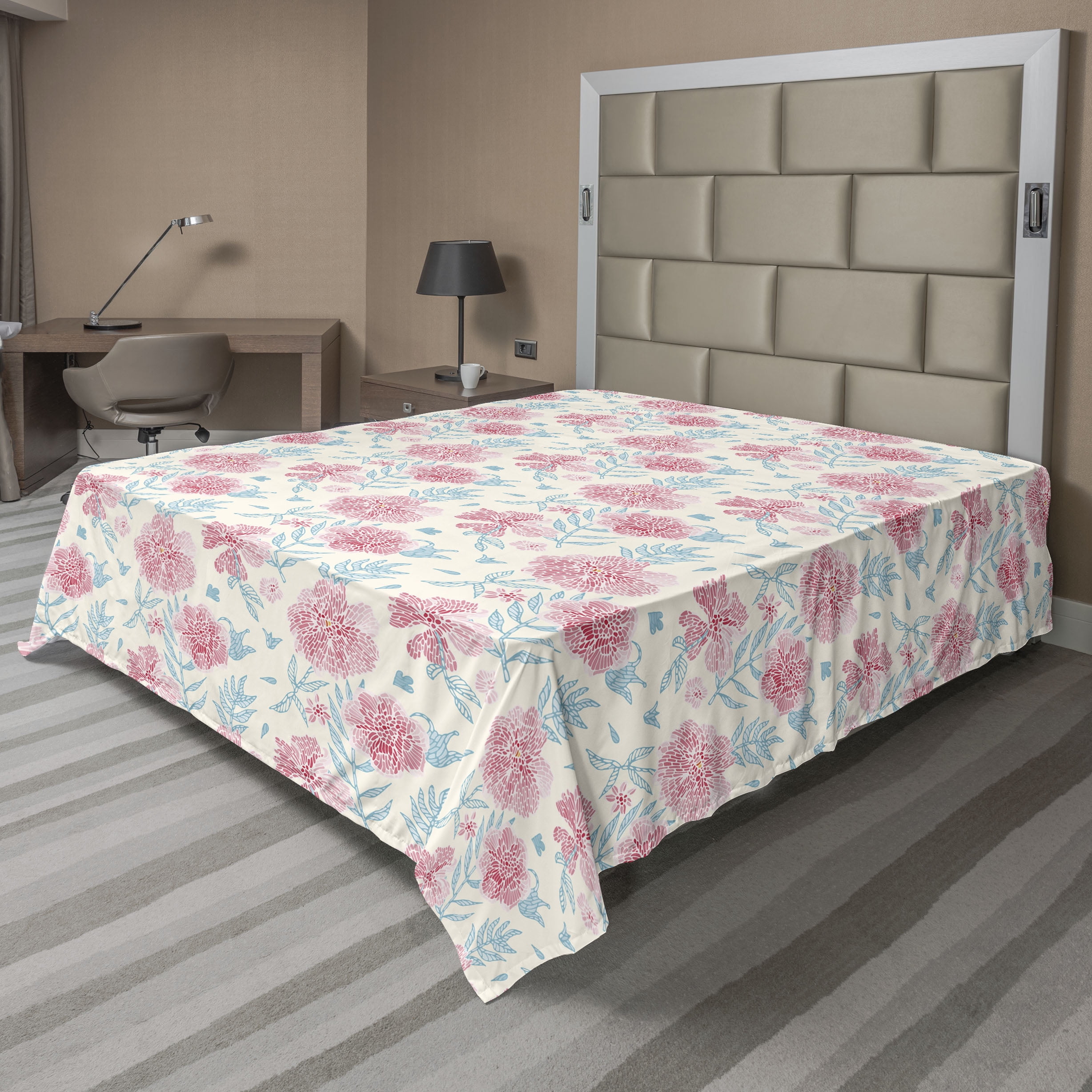 Ambesonne Floral Flat Bedding Sheet Soft Top Sheet, Abstract Flowers ...