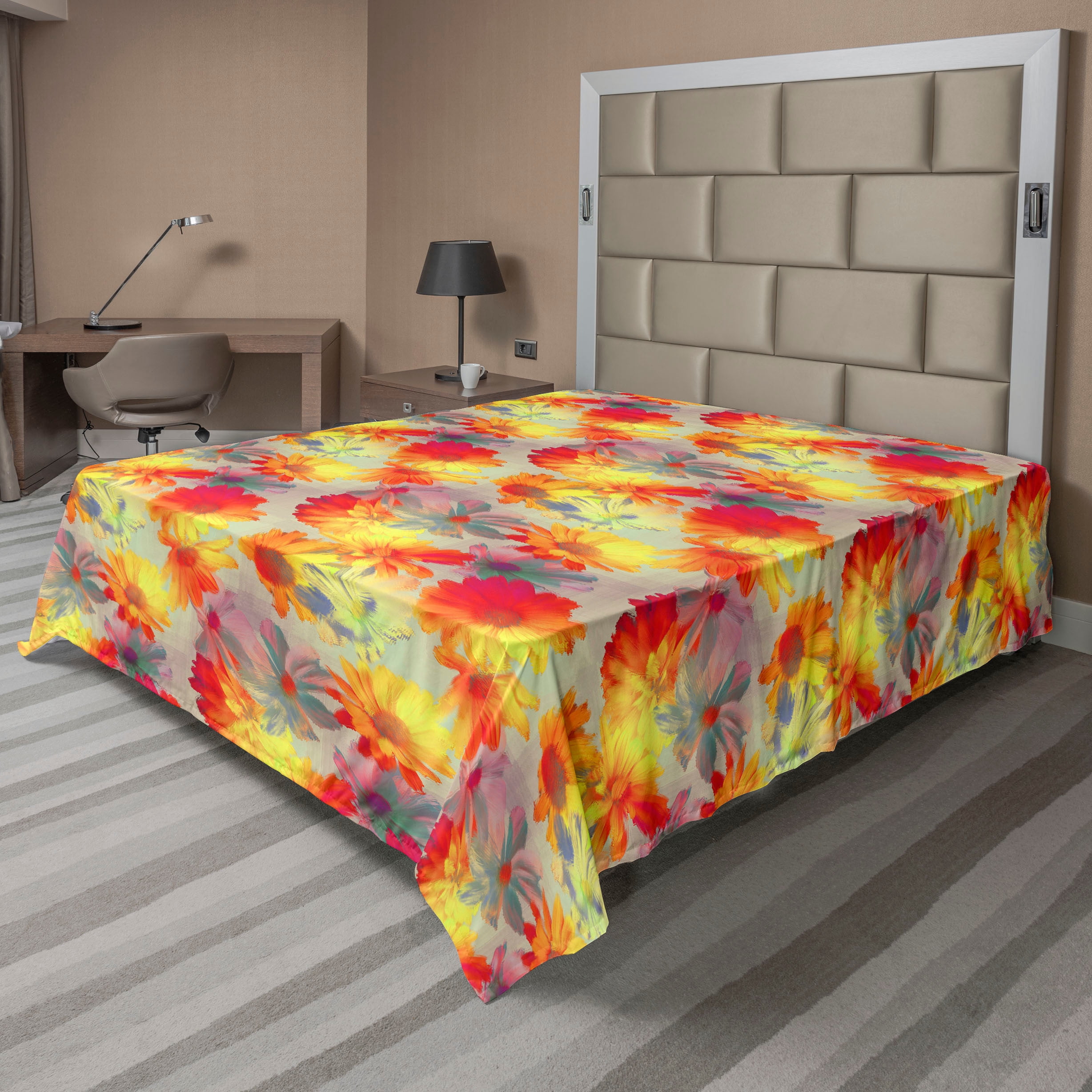 Ambesonne Floral Flat Bedding Sheet Soft Top Sheet, Art Watercolor ...
