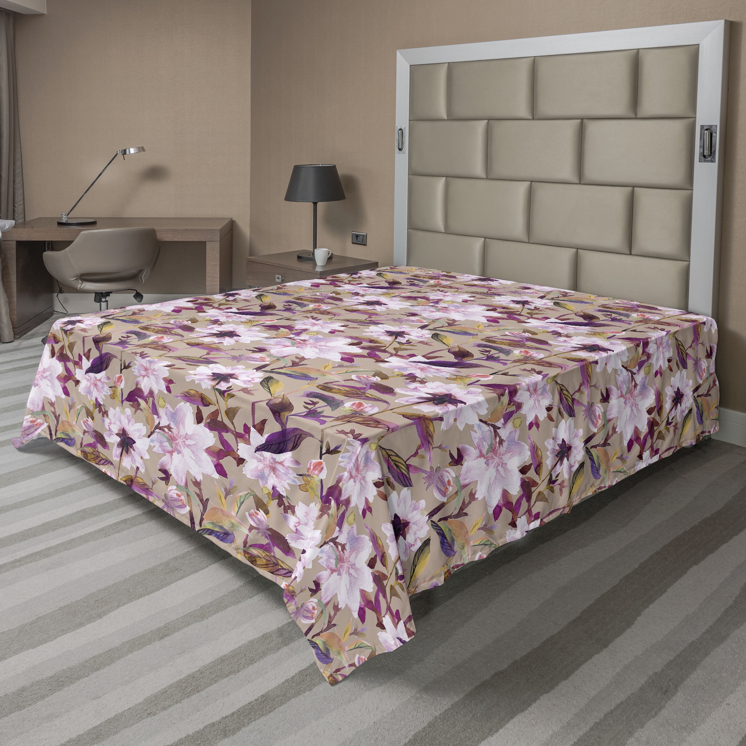 Ambesonne Floral Flat Bedding Sheet Soft Top Sheet, Aster Flowers ...