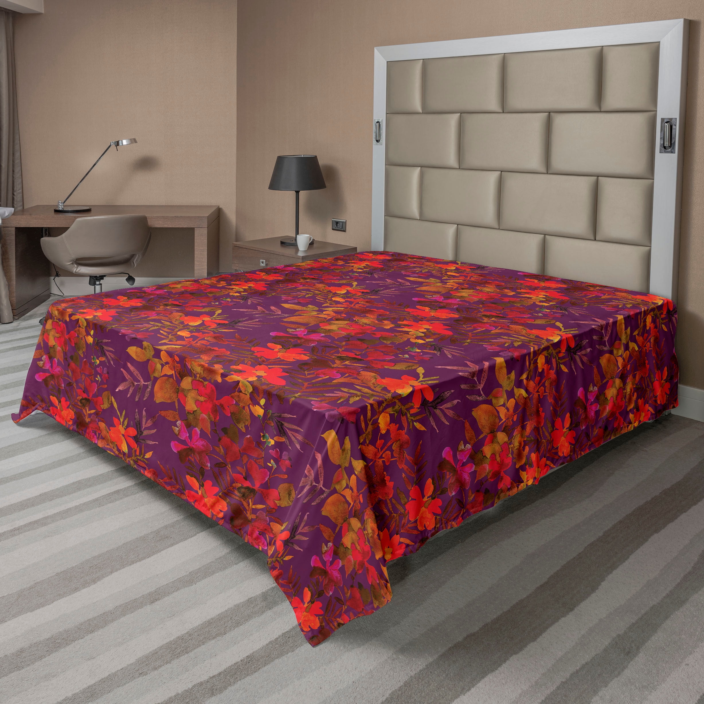 Ambesonne Floral Flat Bedding Sheet Soft Top Sheet, Blooming Marigolds ...