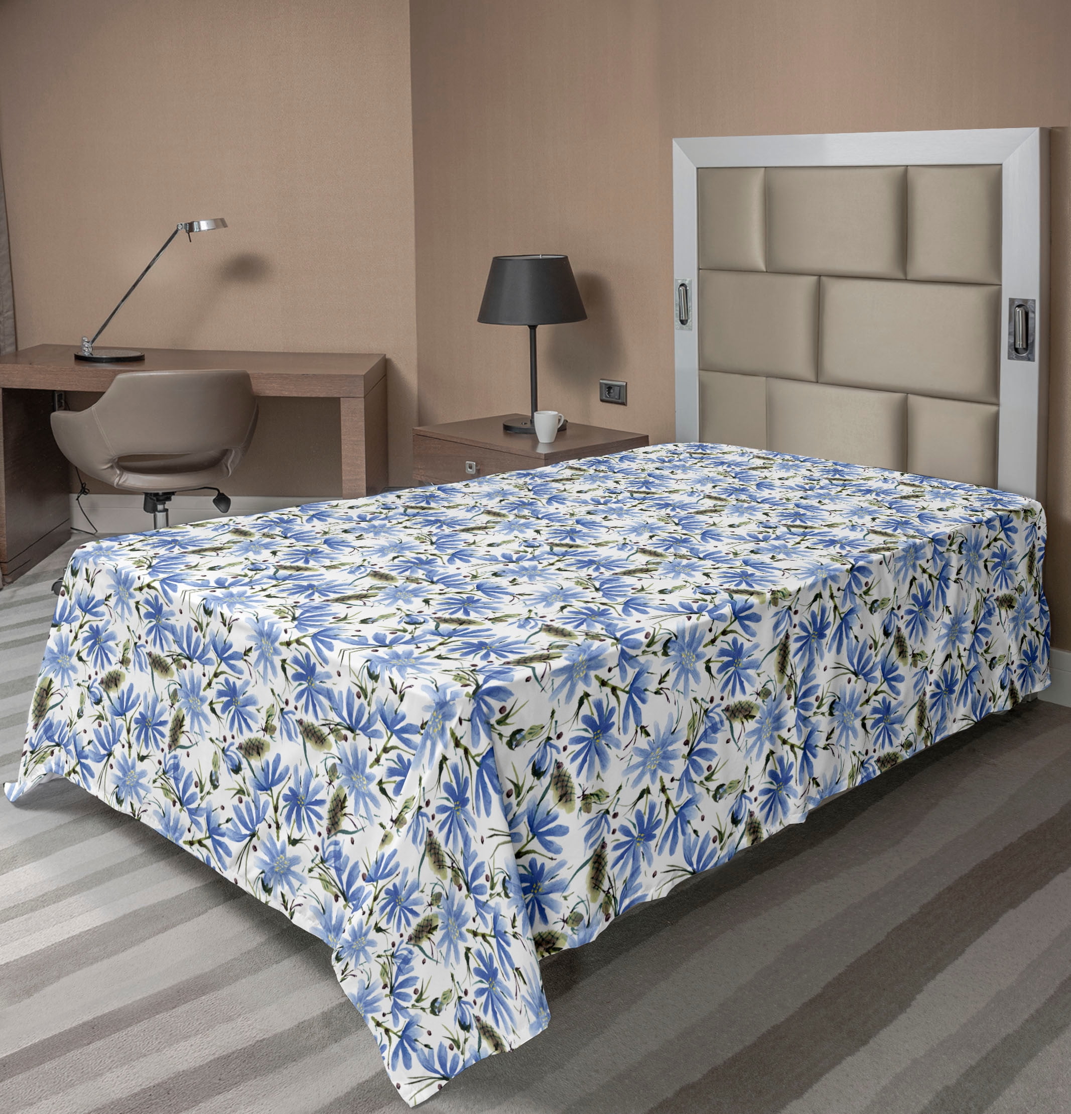 Ambesonne Floral Flat Bedding Sheet Soft Top Sheet, Botanical ...