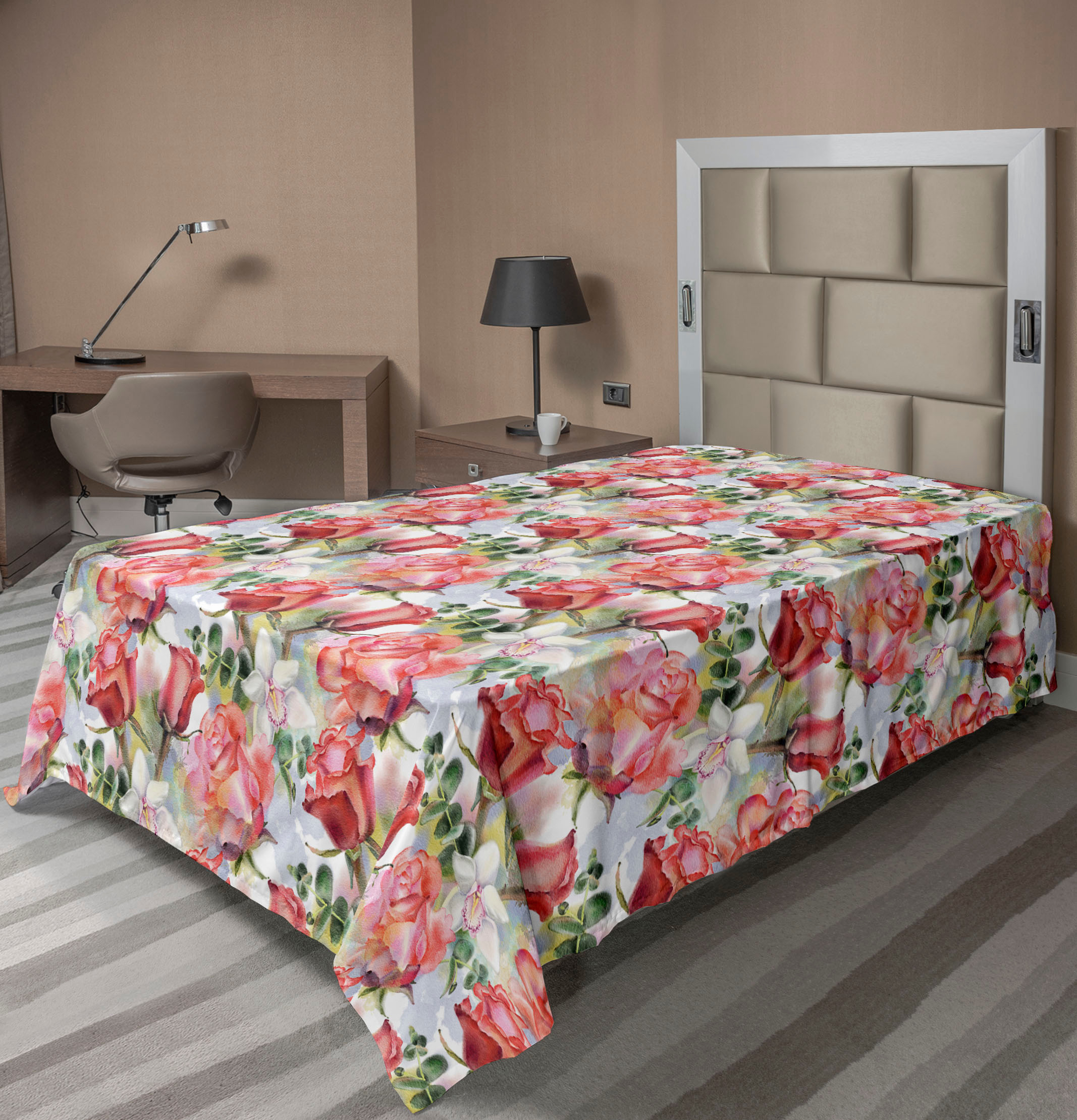 Ambesonne Floral Flat Bedding Sheet Soft Top Sheet, Colorful Rose ...