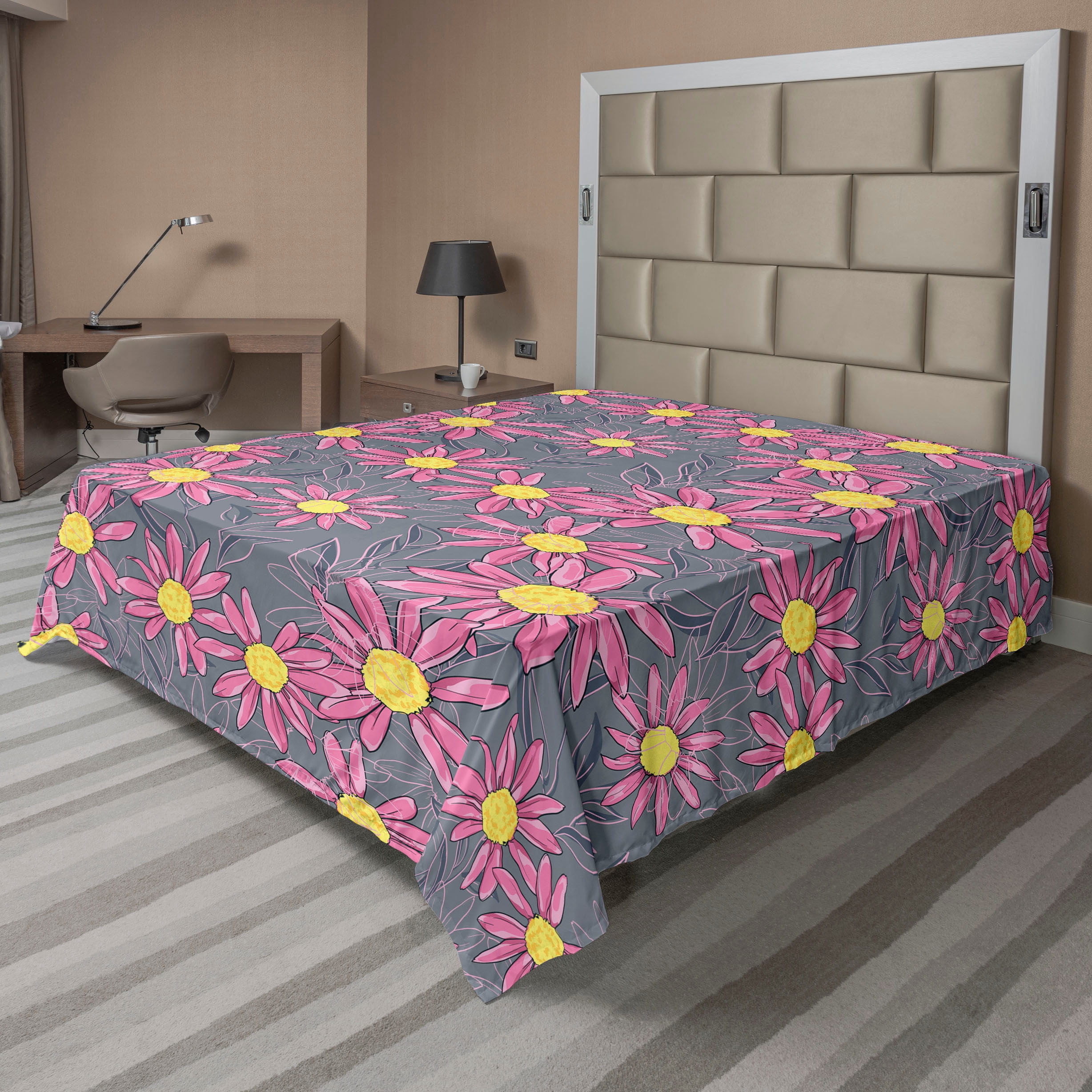 Ambesonne Floral Flat Bedding Sheet Soft Top Sheet, Daisies Pattern ...