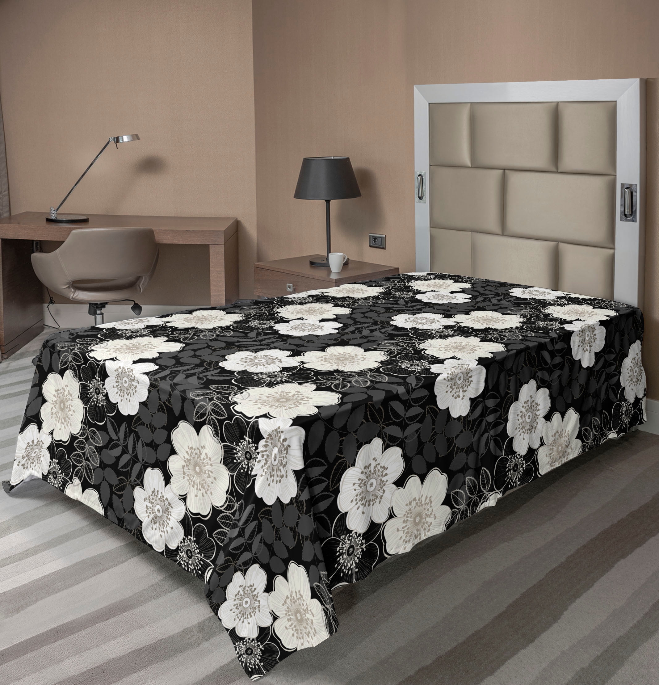 Ambesonne Floral Flat Bedding Sheet Soft Top Sheet, Dog Rose Flower ...