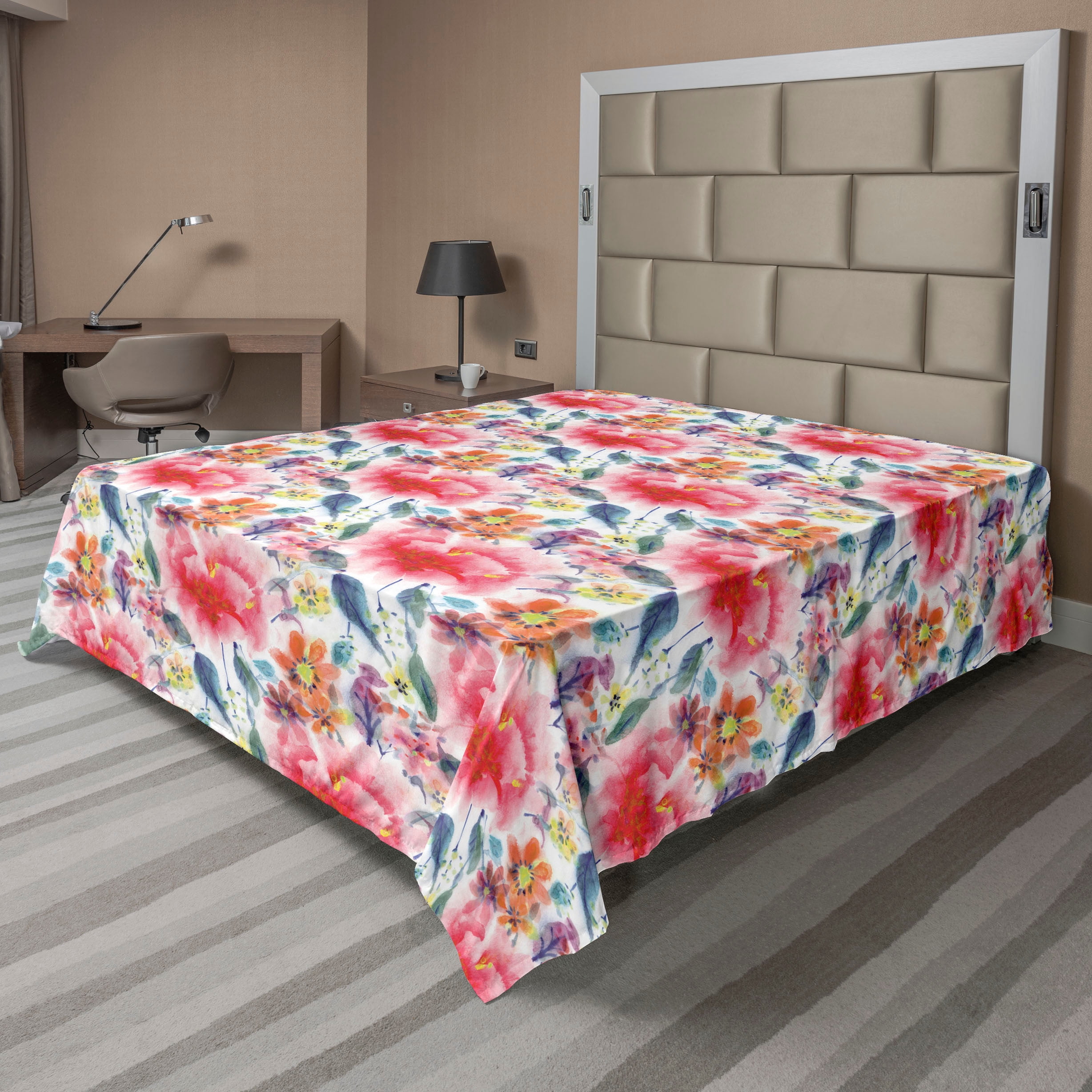 Ambesonne Floral Flat Bedding Sheet Soft Top Sheet, Flowers Branch ...