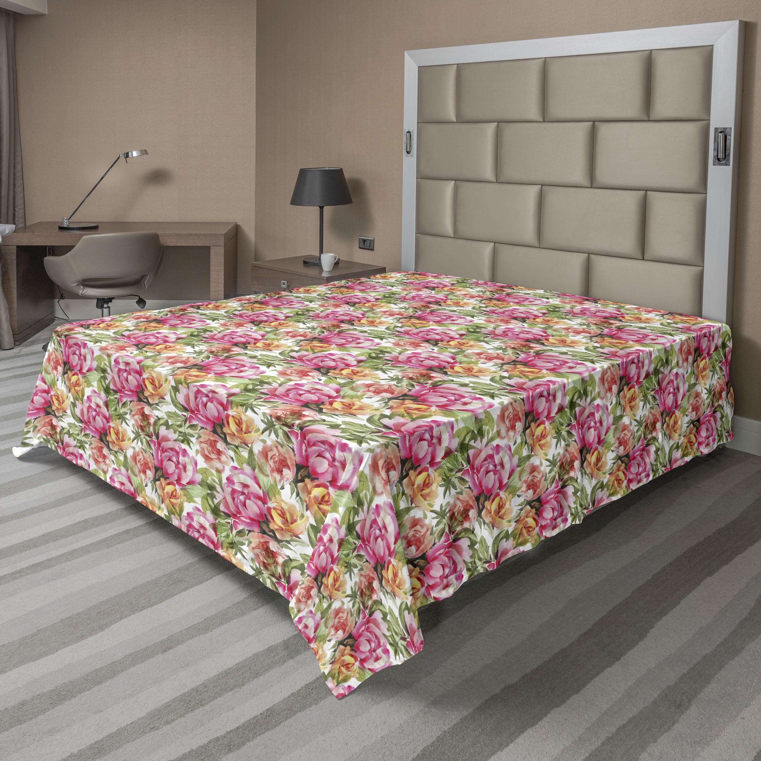 Ambesonne Floral Flat Bedding Sheet Soft Top Sheet, Flowers Vintage ...