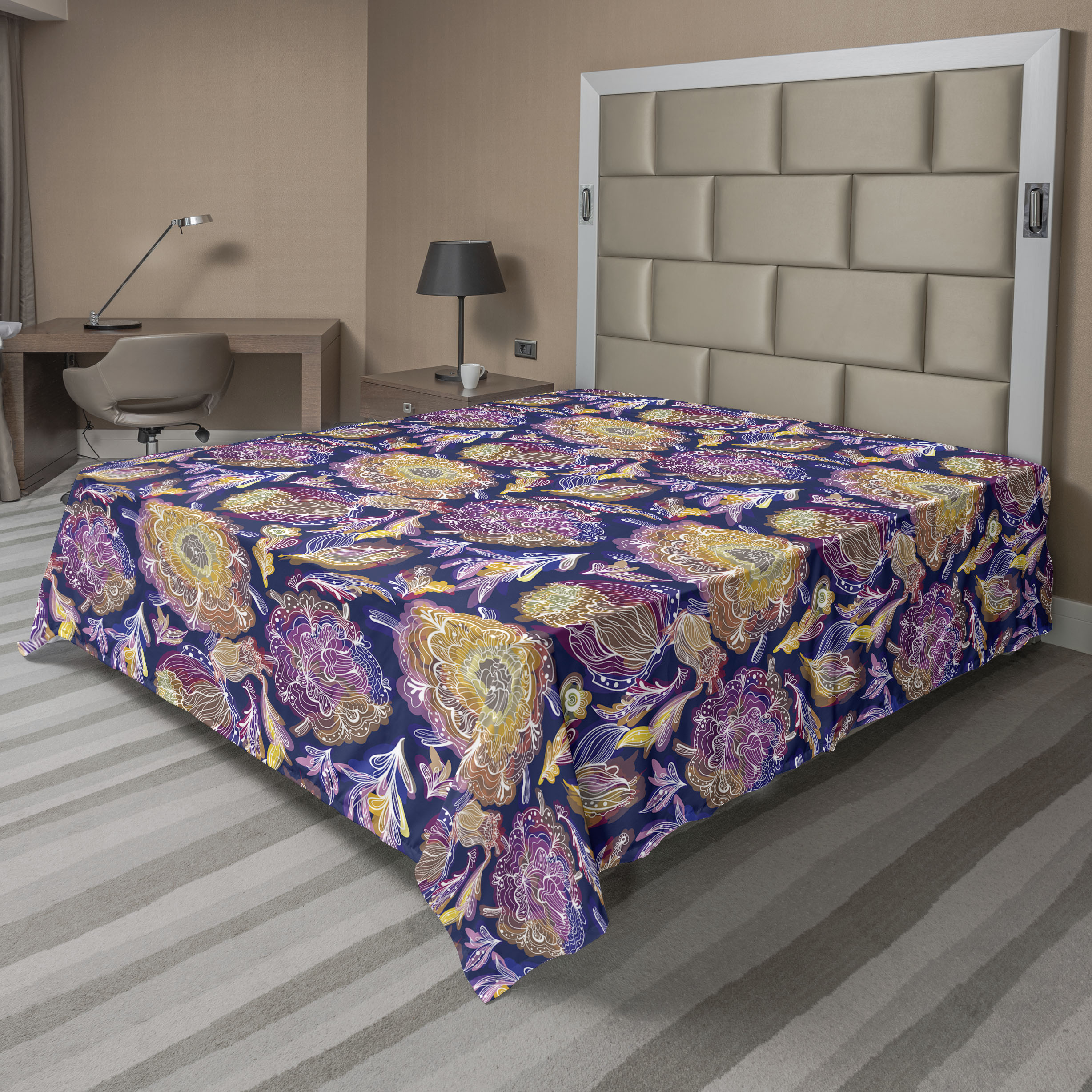 Ambesonne Floral Flat Bedding Sheet Soft Top Sheet, Line Art ...
