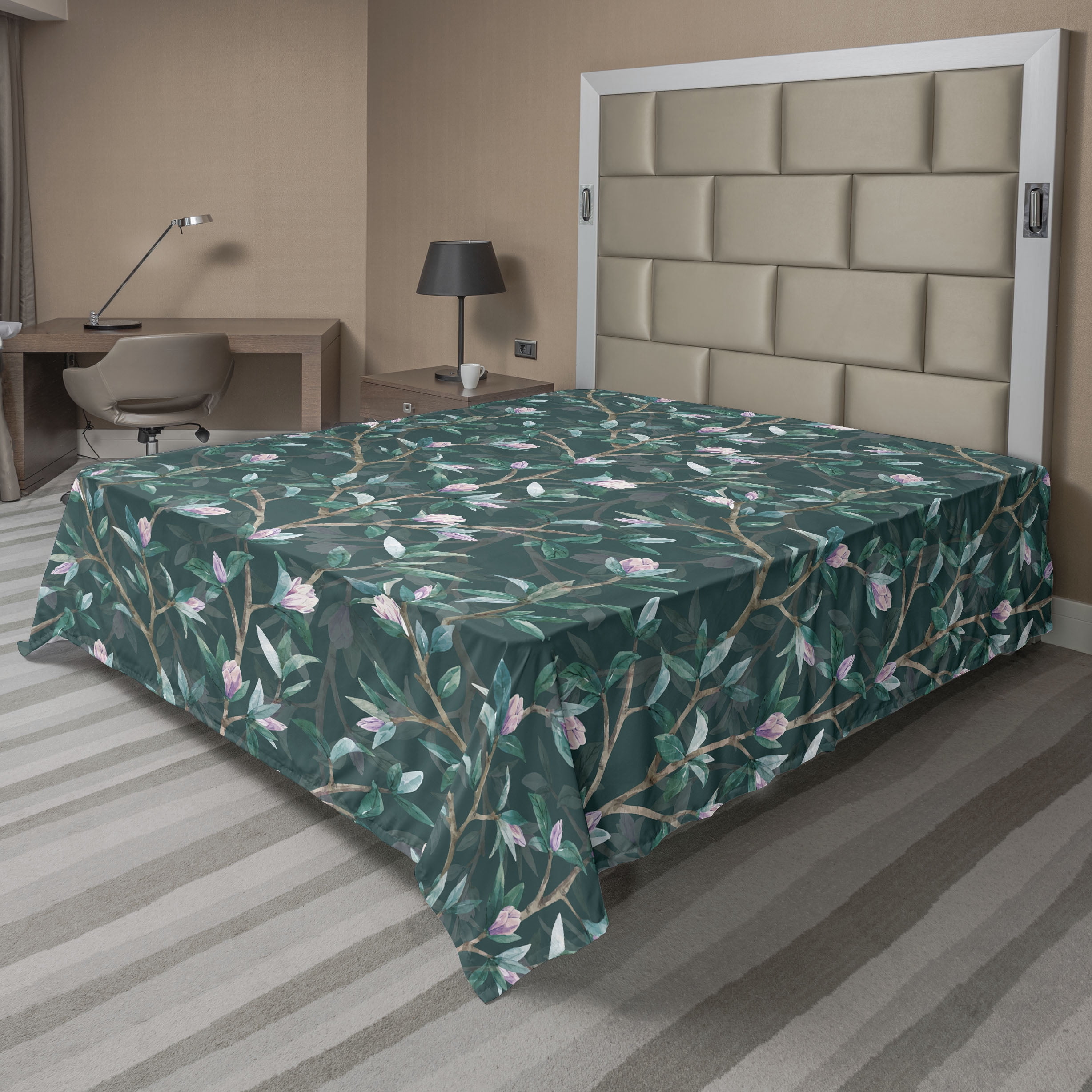 Ambesonne Floral Flat Bedding Sheet Soft Top Sheet, Magnolia Flowers ...