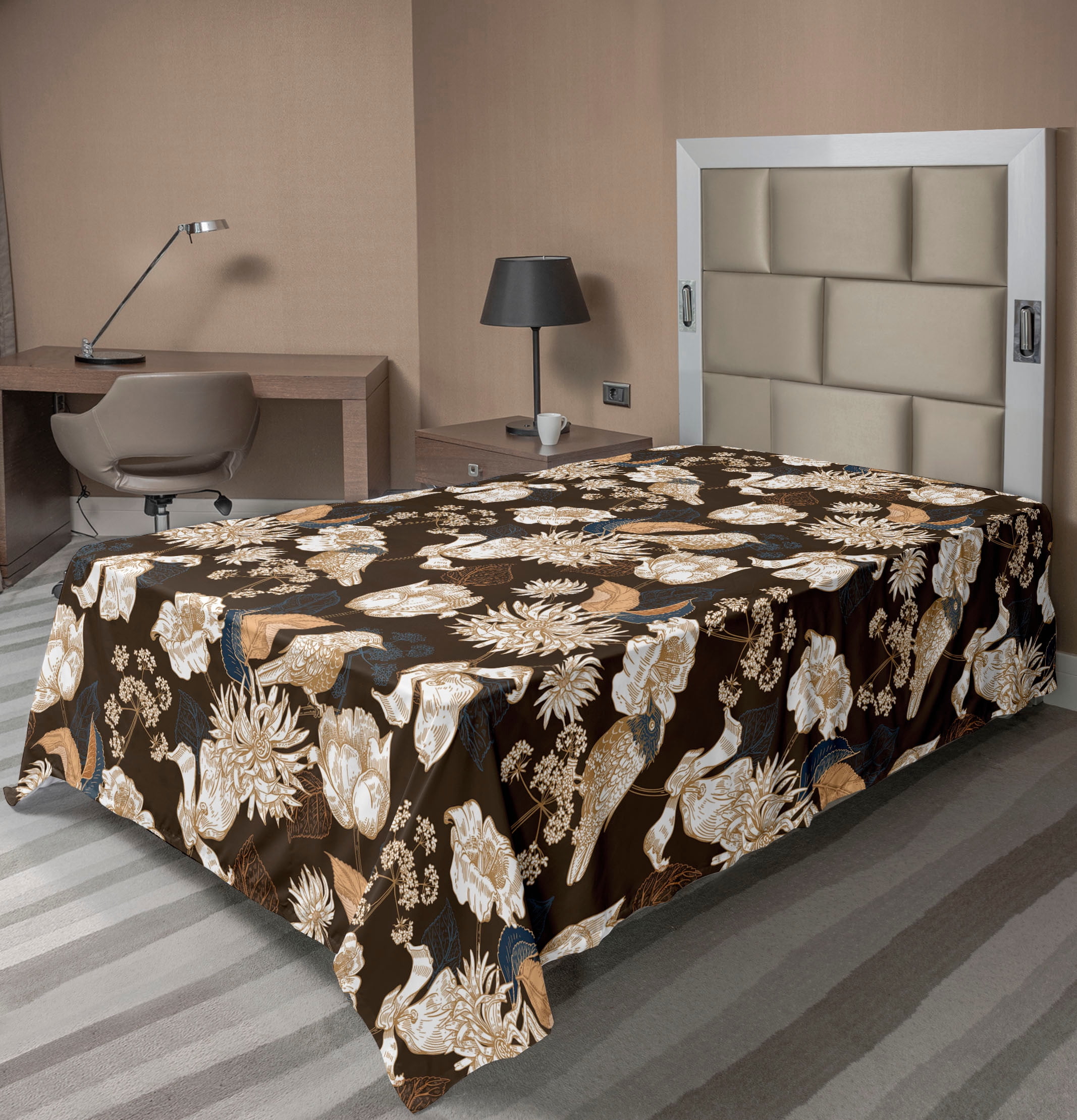 Ambesonne Floral Flat Bedding Sheet Soft Top Sheet, Nature Botanical ...
