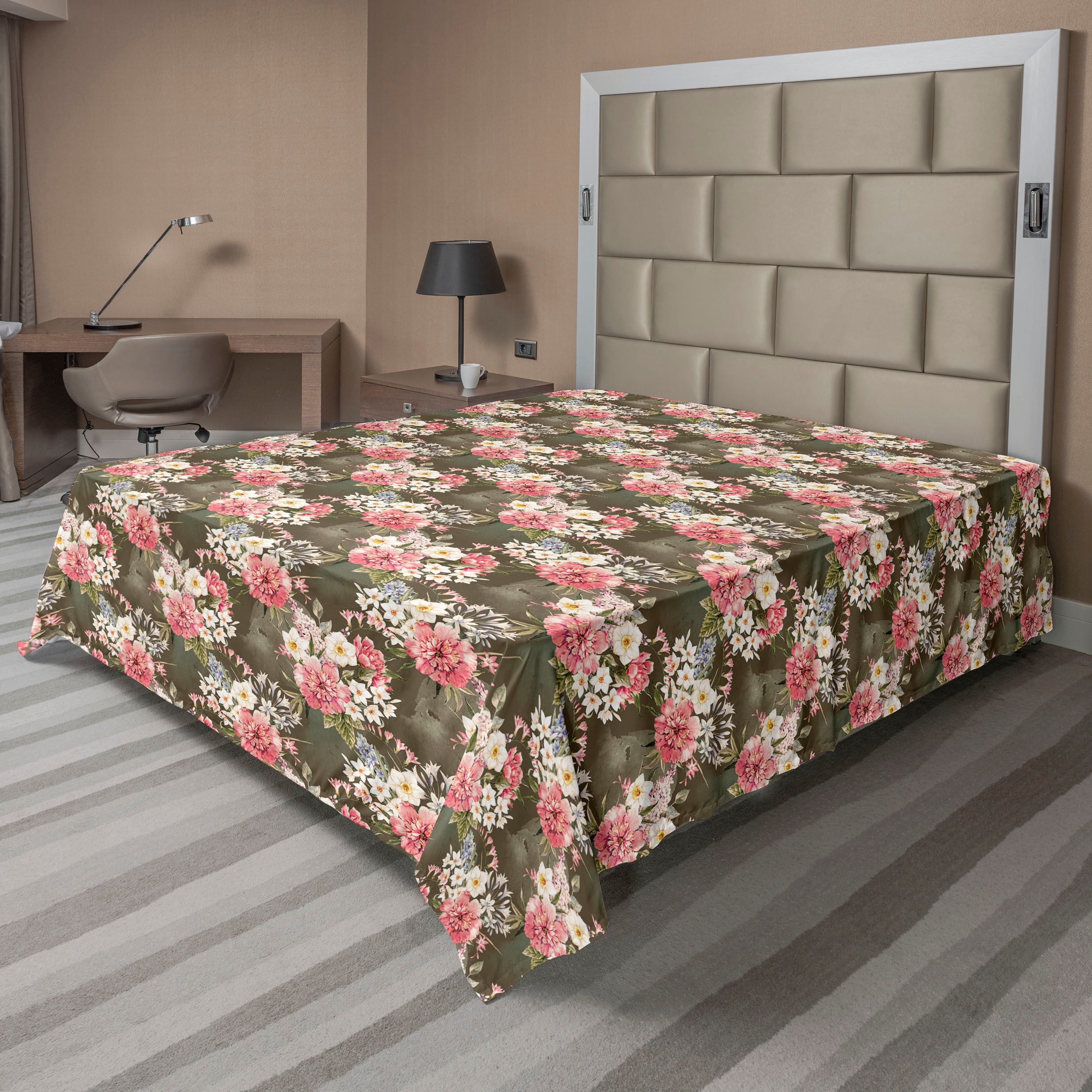 Ambesonne Floral Flat Bedding Sheet Soft Top Sheet, Nostalgia Flower ...
