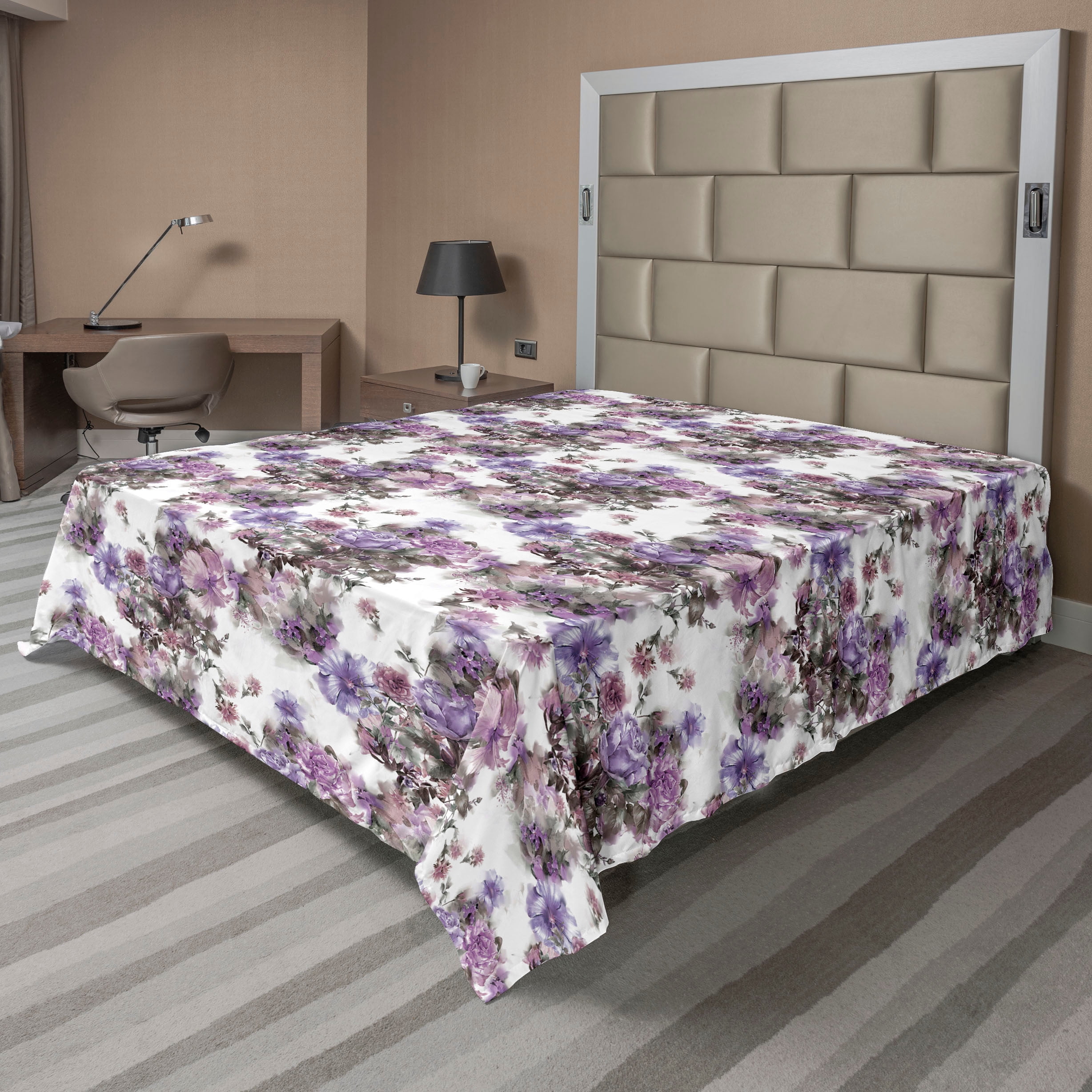 Ambesonne Floral Flat Bedding Sheet Soft Top Sheet, Nostalgic Meadow ...