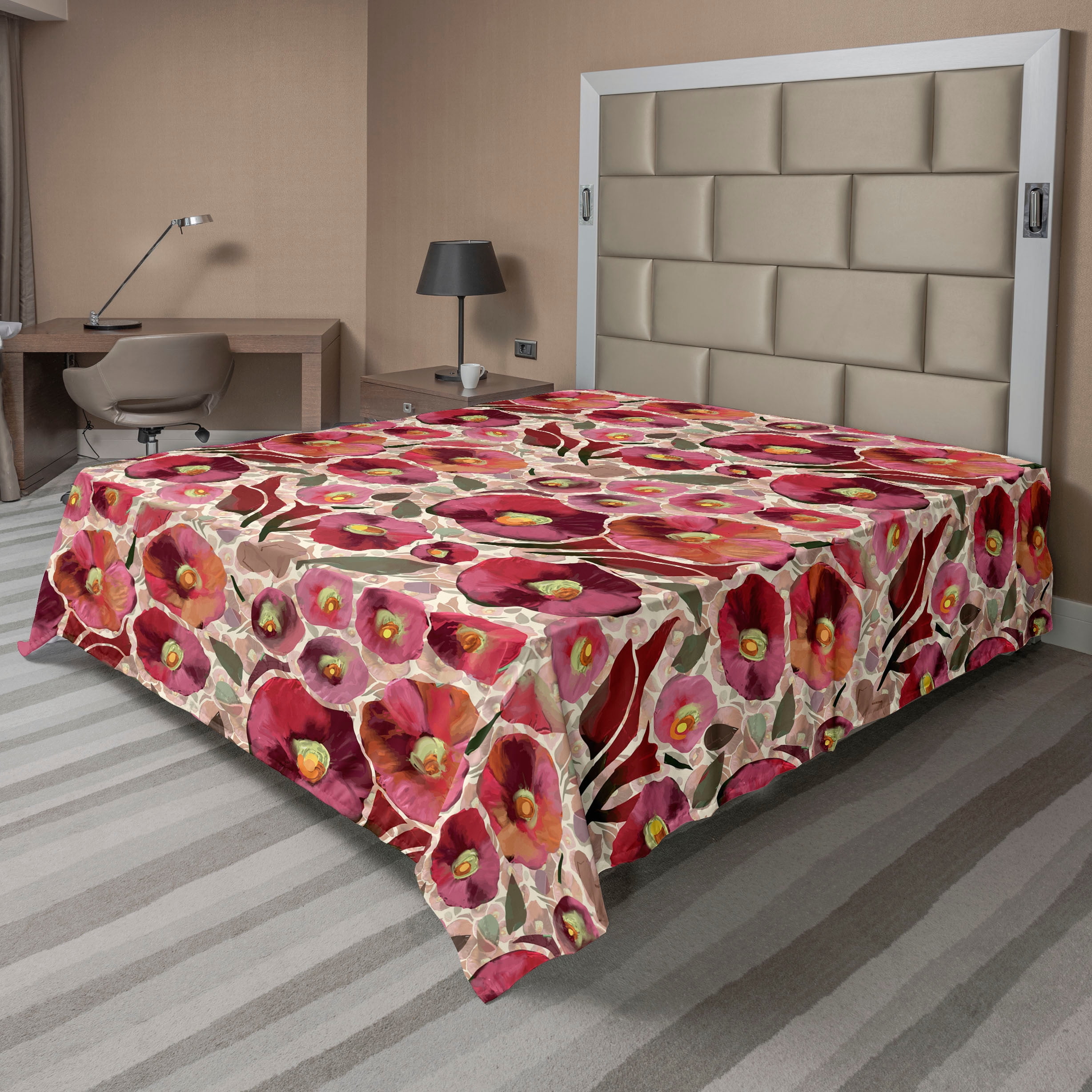 Ambesonne Floral Flat Bedding Sheet Soft Top Sheet, Poppy Flowerage ...