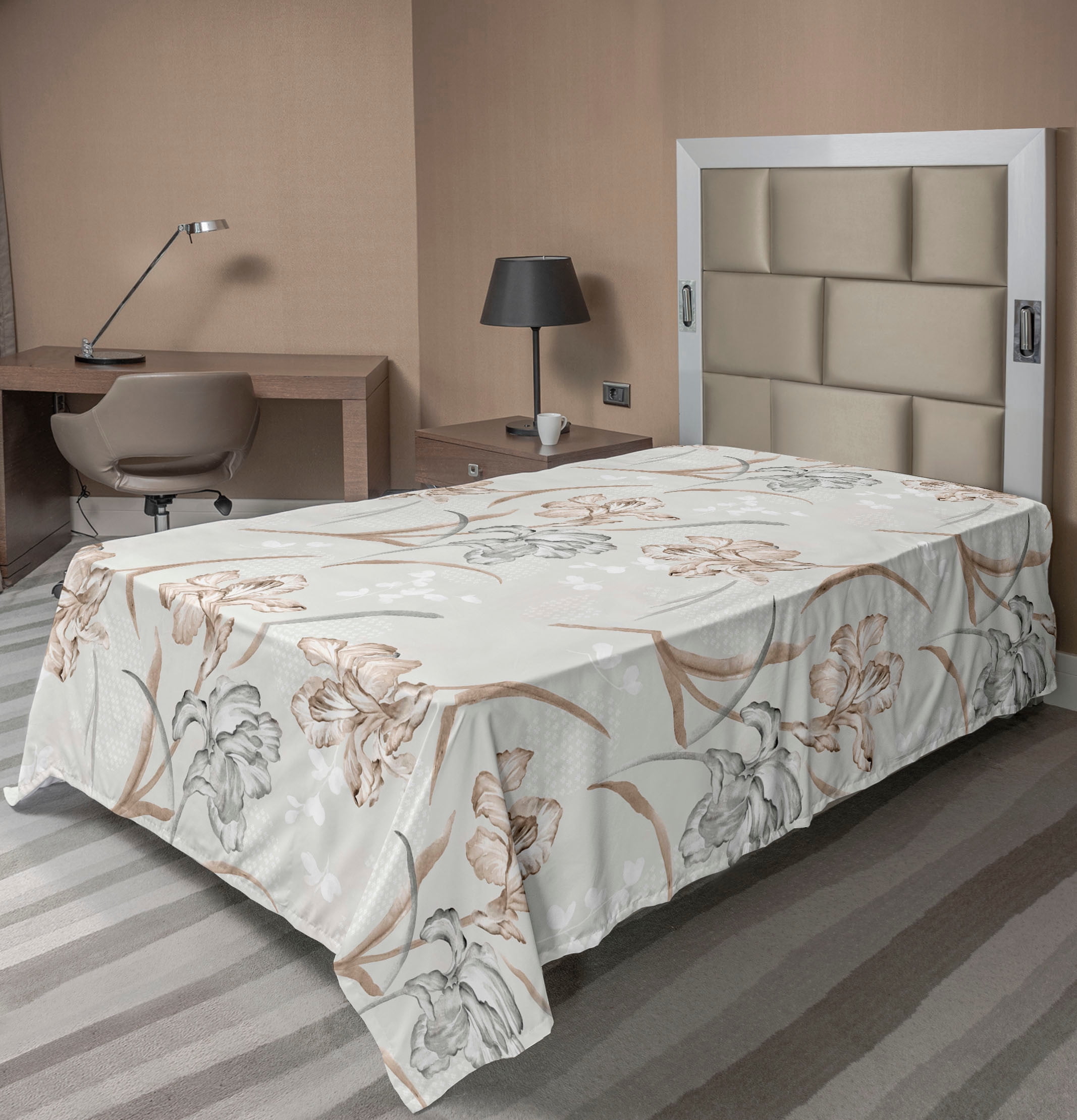 Ambesonne Floral Flat Bedding Sheet Soft Top Sheet, Retro Flower Minty ...