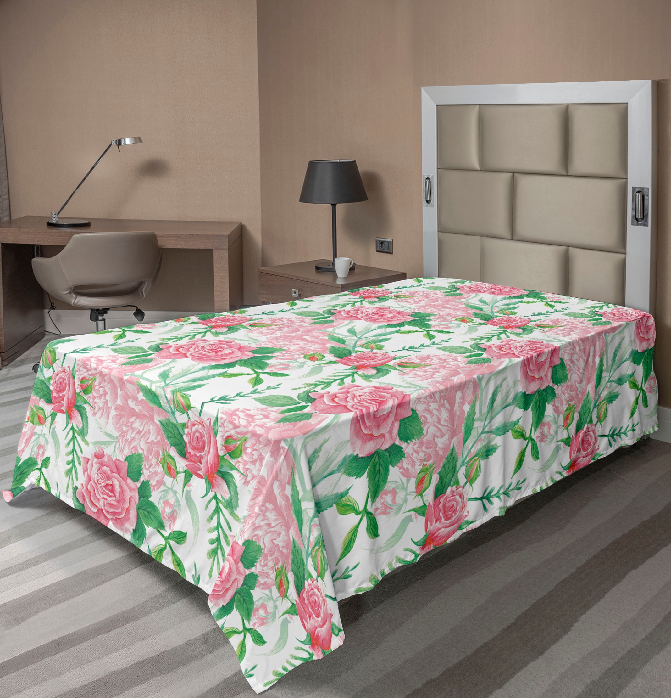 Ambesonne Floral Flat Bedding Sheet Soft Top Sheet, Roses Vintage ...